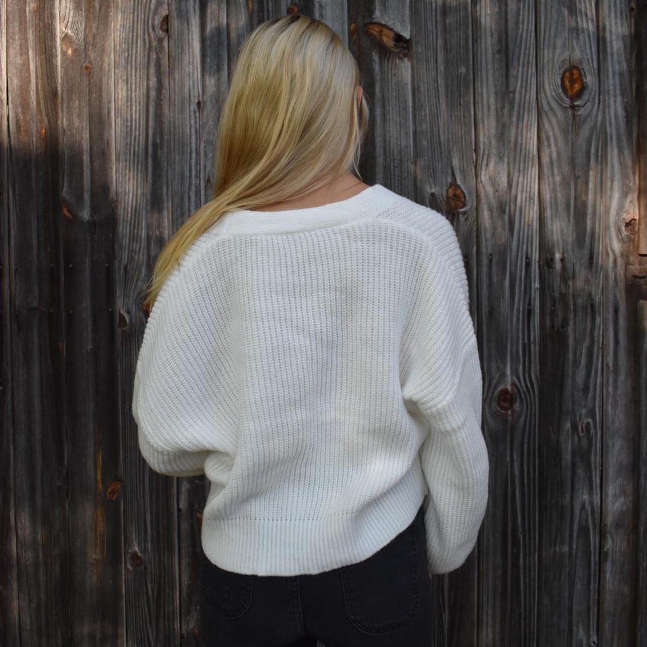 The cutest fall knit sweater. A soft white color... - Depop