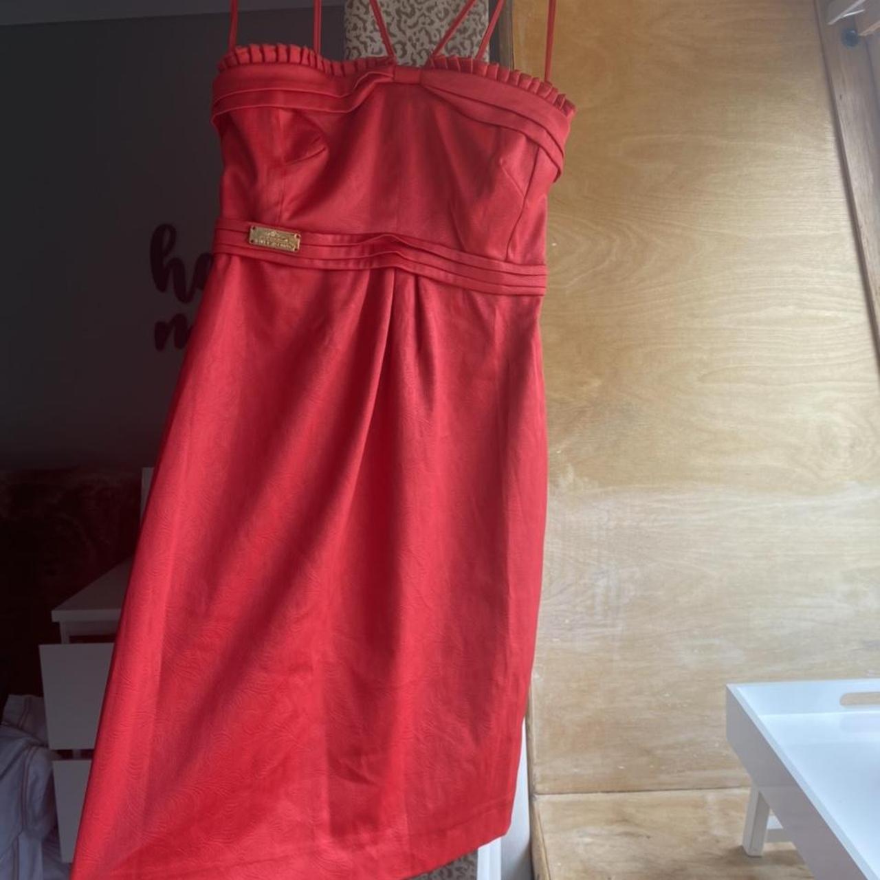 River island red satin cocktail dress size 6... - Depop