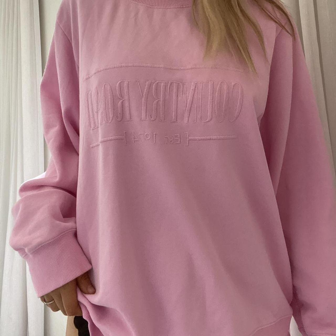 baby pink country road crew neck, hardly warn, no... - Depop