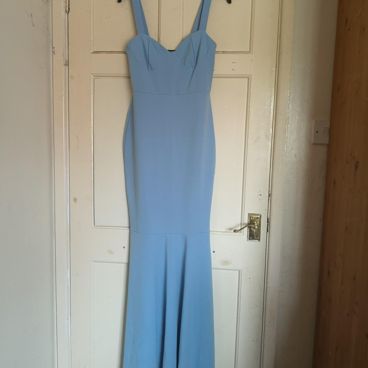 Blue fishtail maxi dress size 10 In very good... - Depop