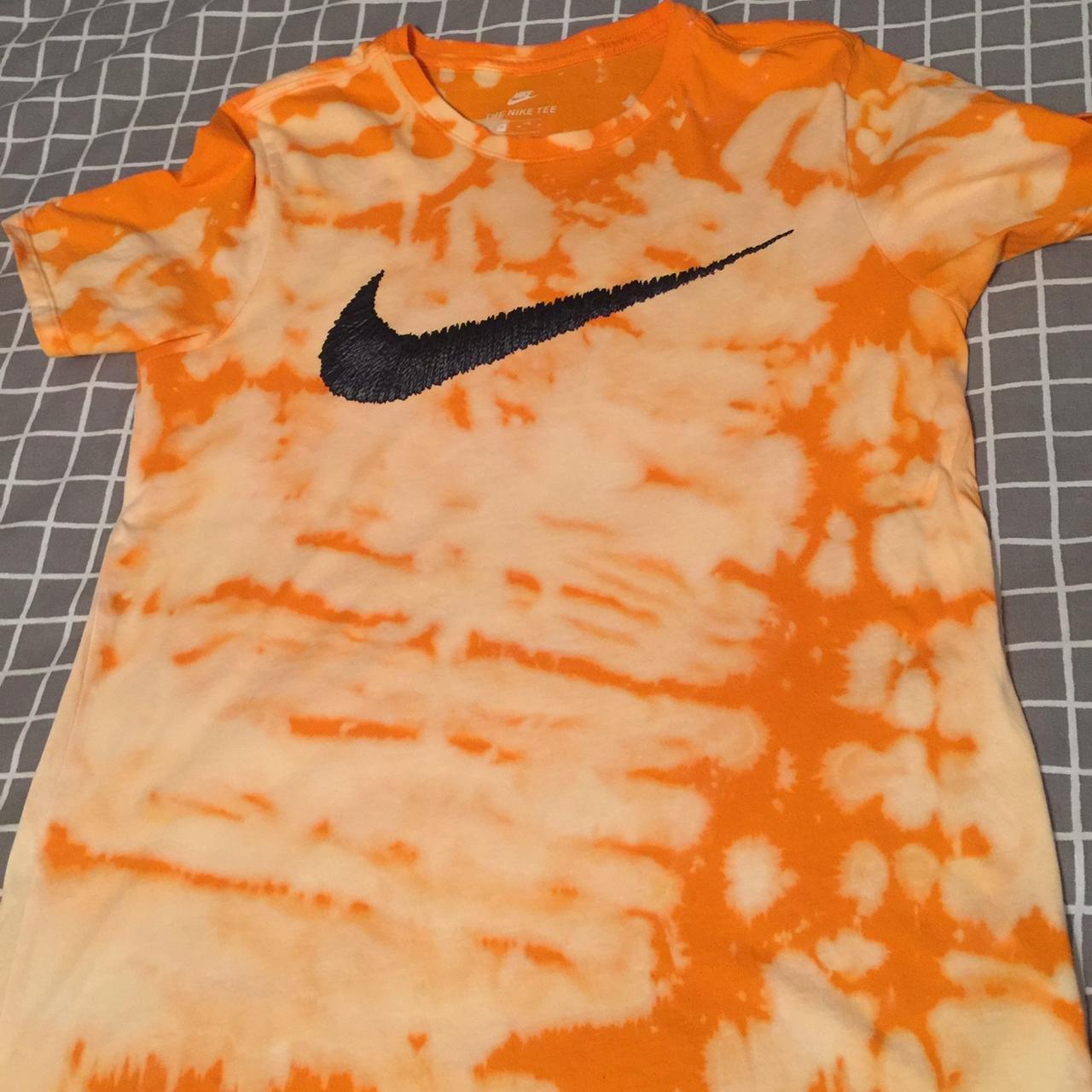 Orange bleached Nike tee. Medium. Make me an offer,... - Depop
