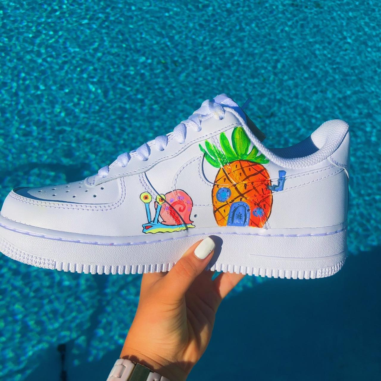 Custom "SPONGEBOB" AF1's 🍍 #Nike #custom #Af1's... - Depop