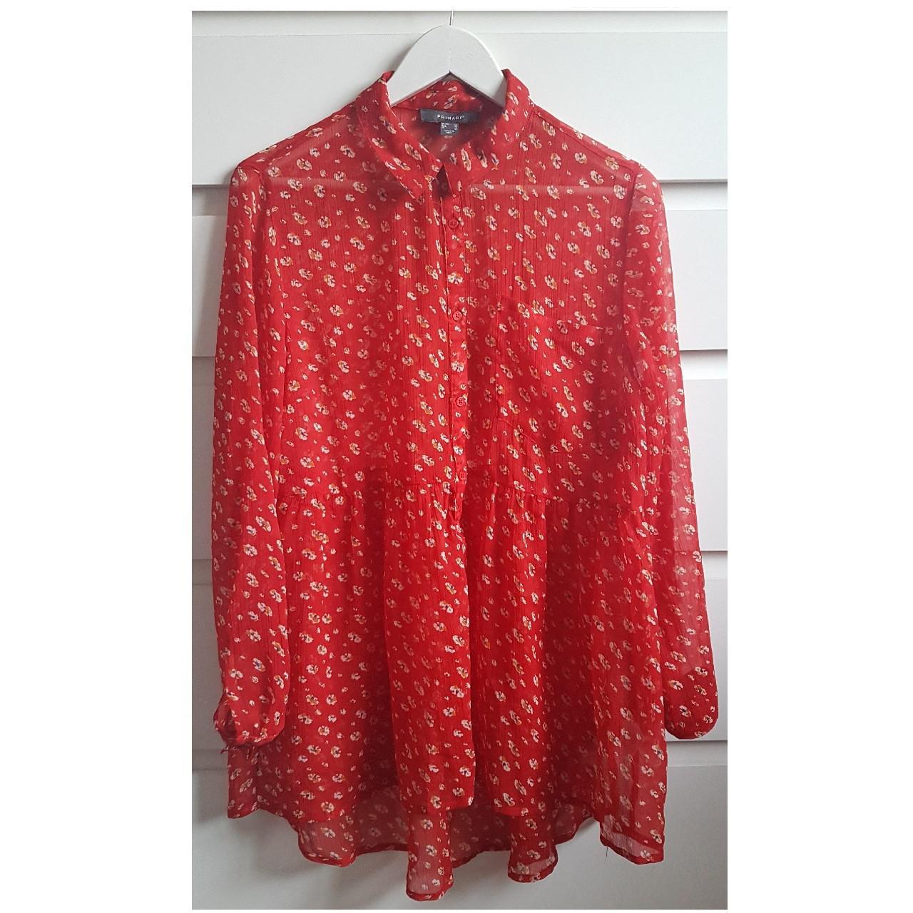 Primark floral blouse Sheer and floaty, has a pocket... - Depop