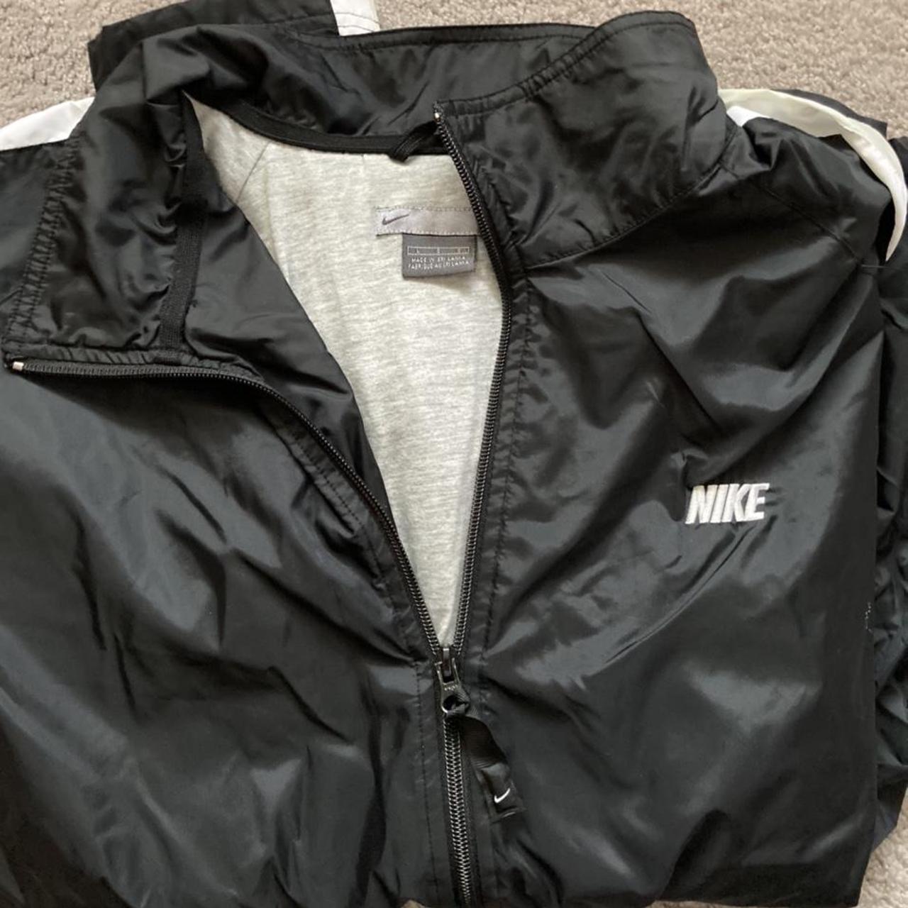 Vintage Nike light jacket silver bar spellout y2k... - Depop