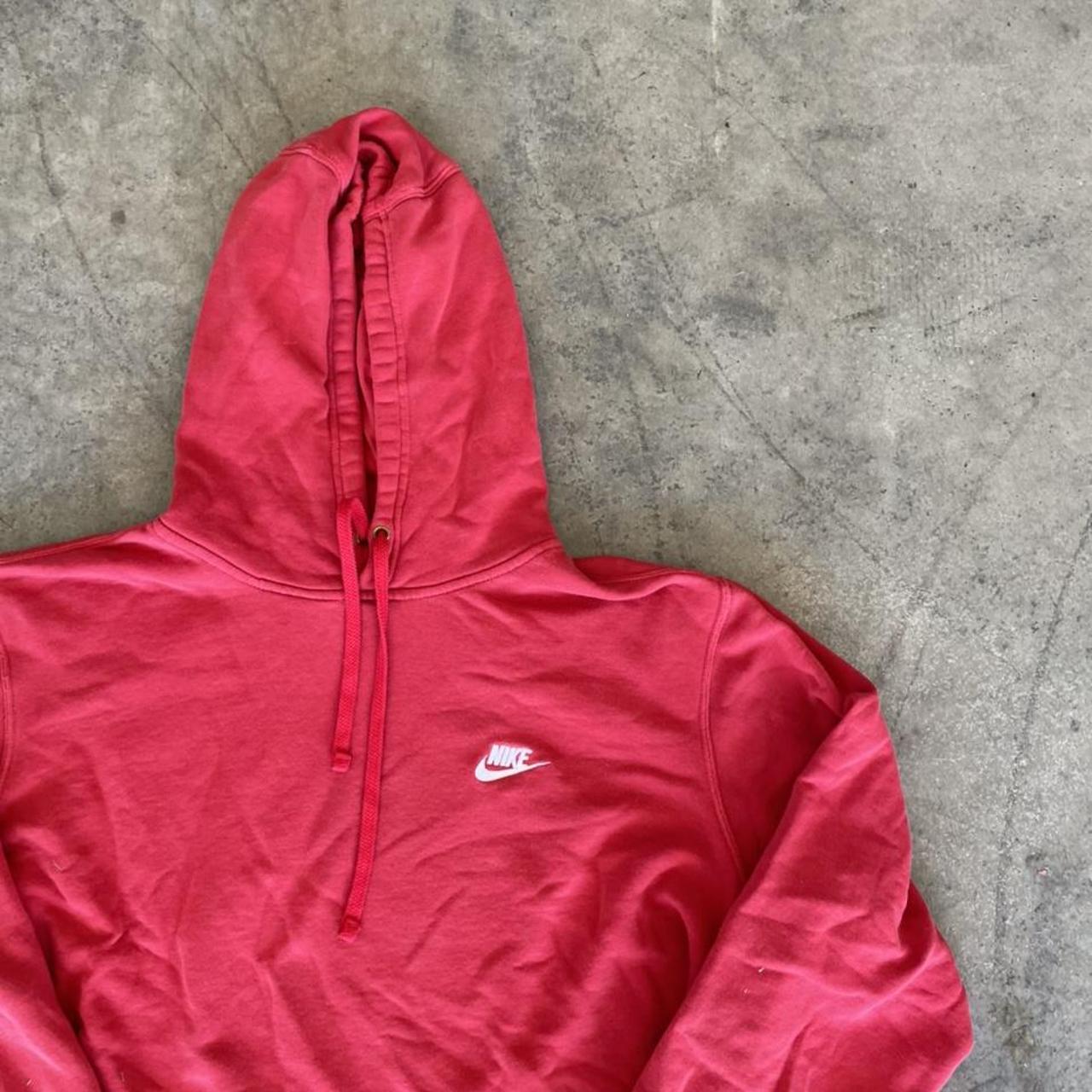 y2k red nike corner swoosh hoodie size xl natural... - Depop