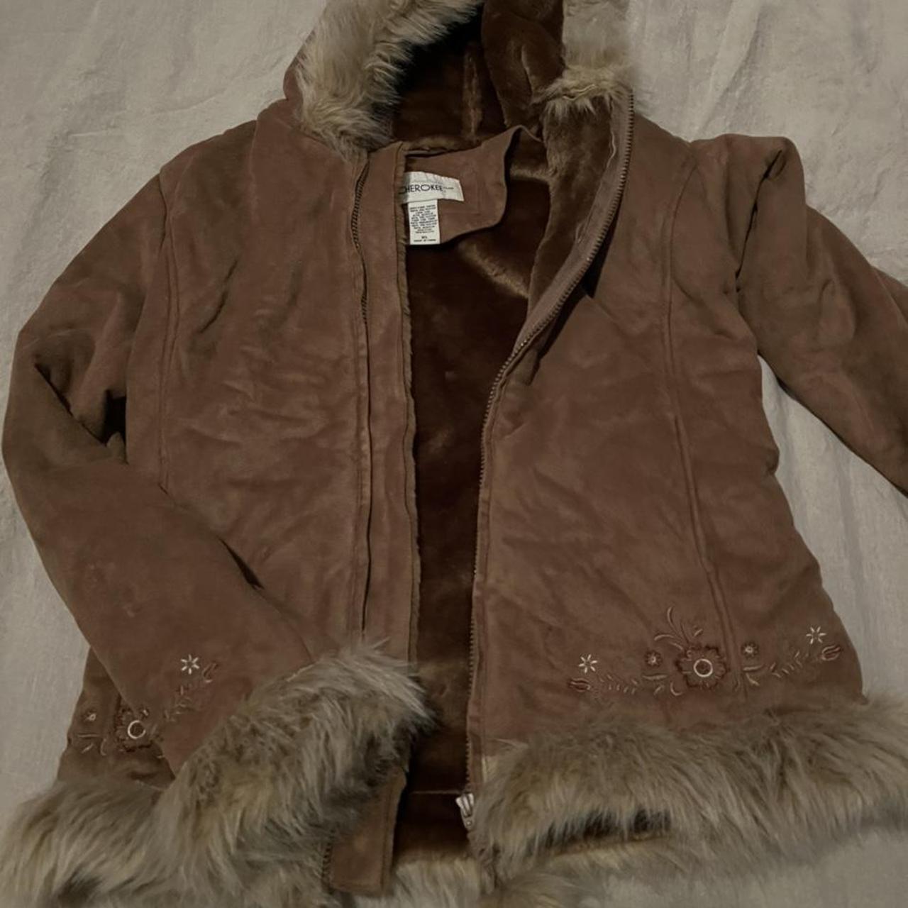 vintage cherokee fur jacket⭐️ barely worn size: XL... - Depop