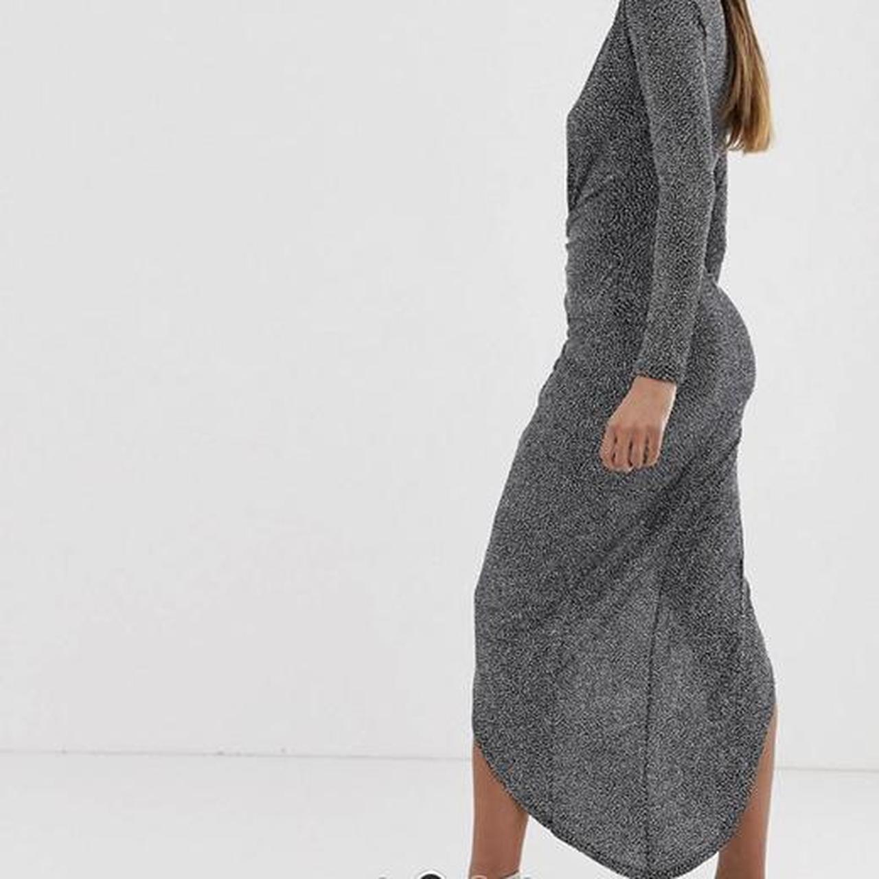 ASOS grey glitter long dress size 12 Brought and... - Depop