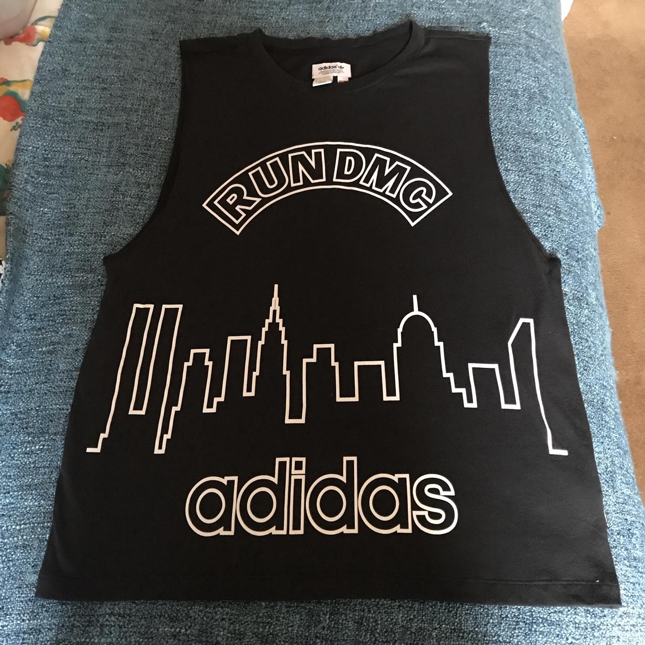 Adidas run dmc drop hole black vest size 6 RRP £40... - Depop