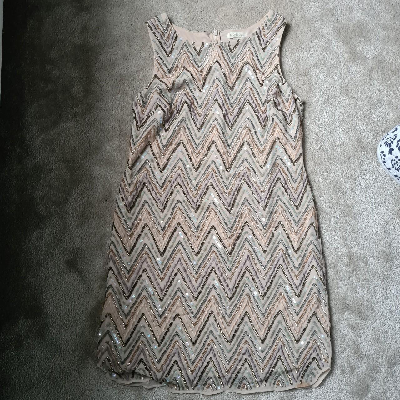 Monsoon shift dress Vest sleeves Sequined Worn... - Depop