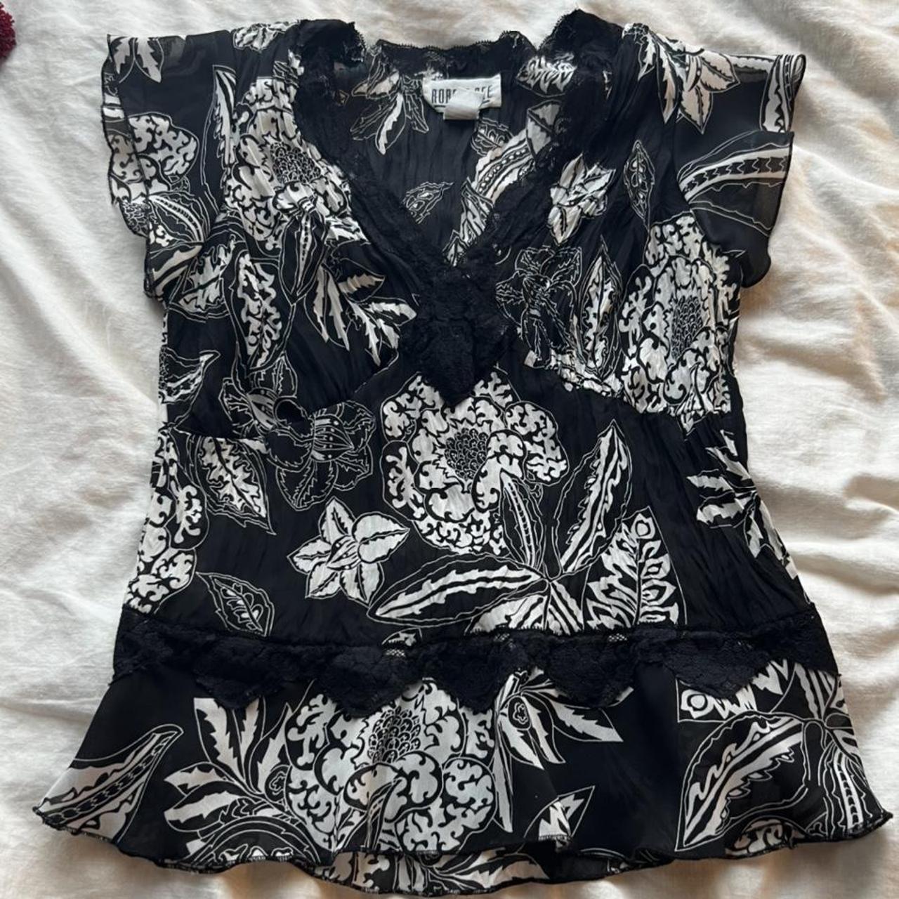 Robbie bee vintage y2k black and white lace... - Depop