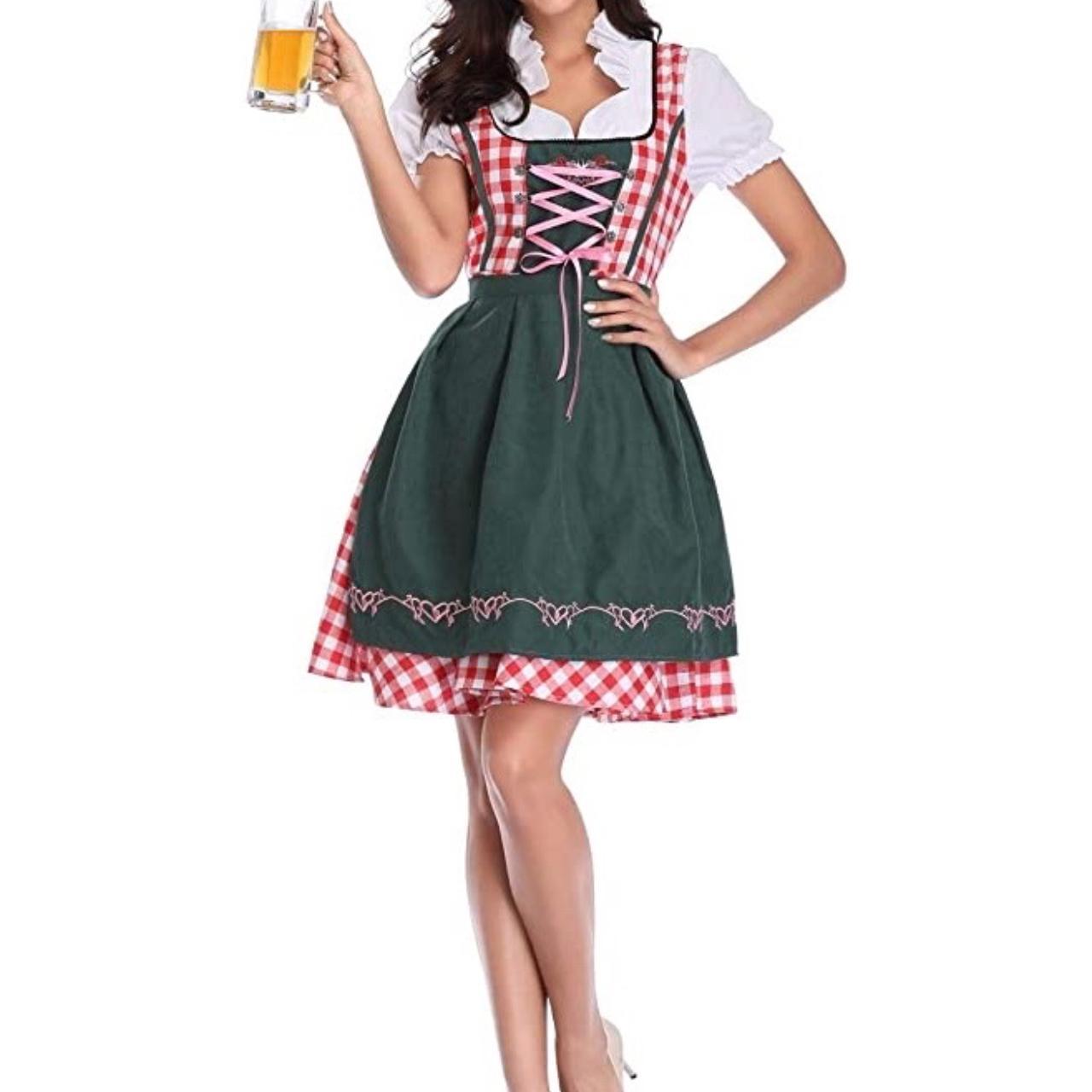Red And Green Dirndl Oktoberfest Womens Depop