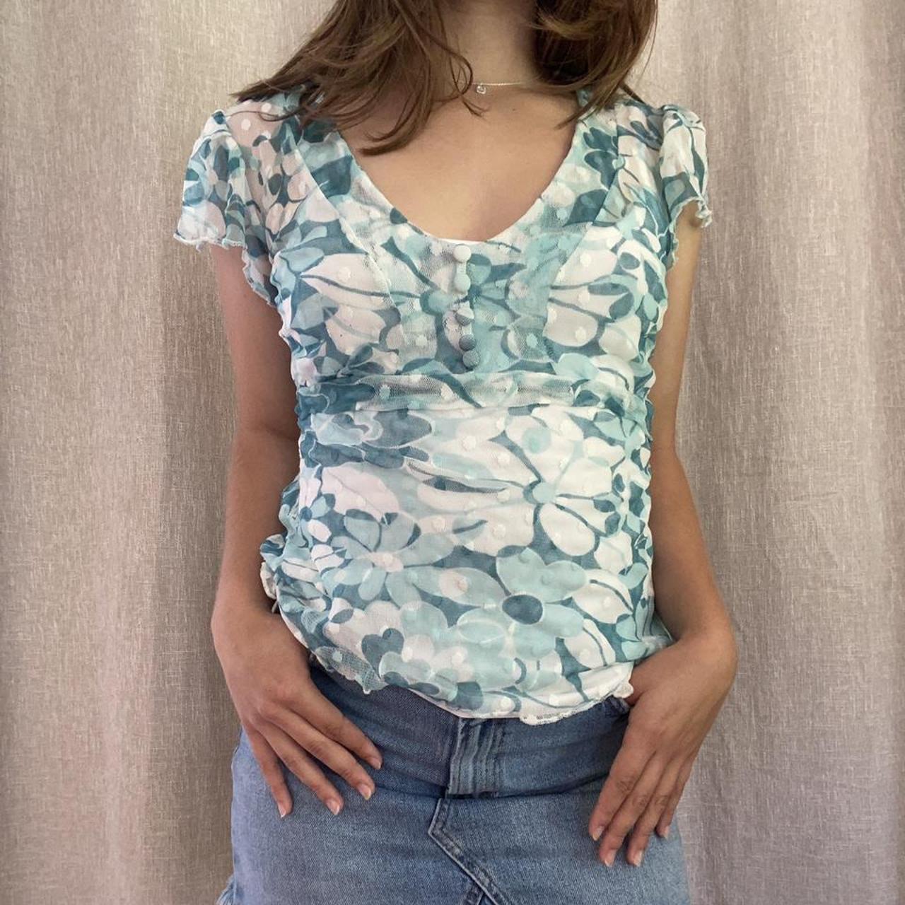 y2k mesh top with cami 🔗 Ties at the back to cinch... - Depop