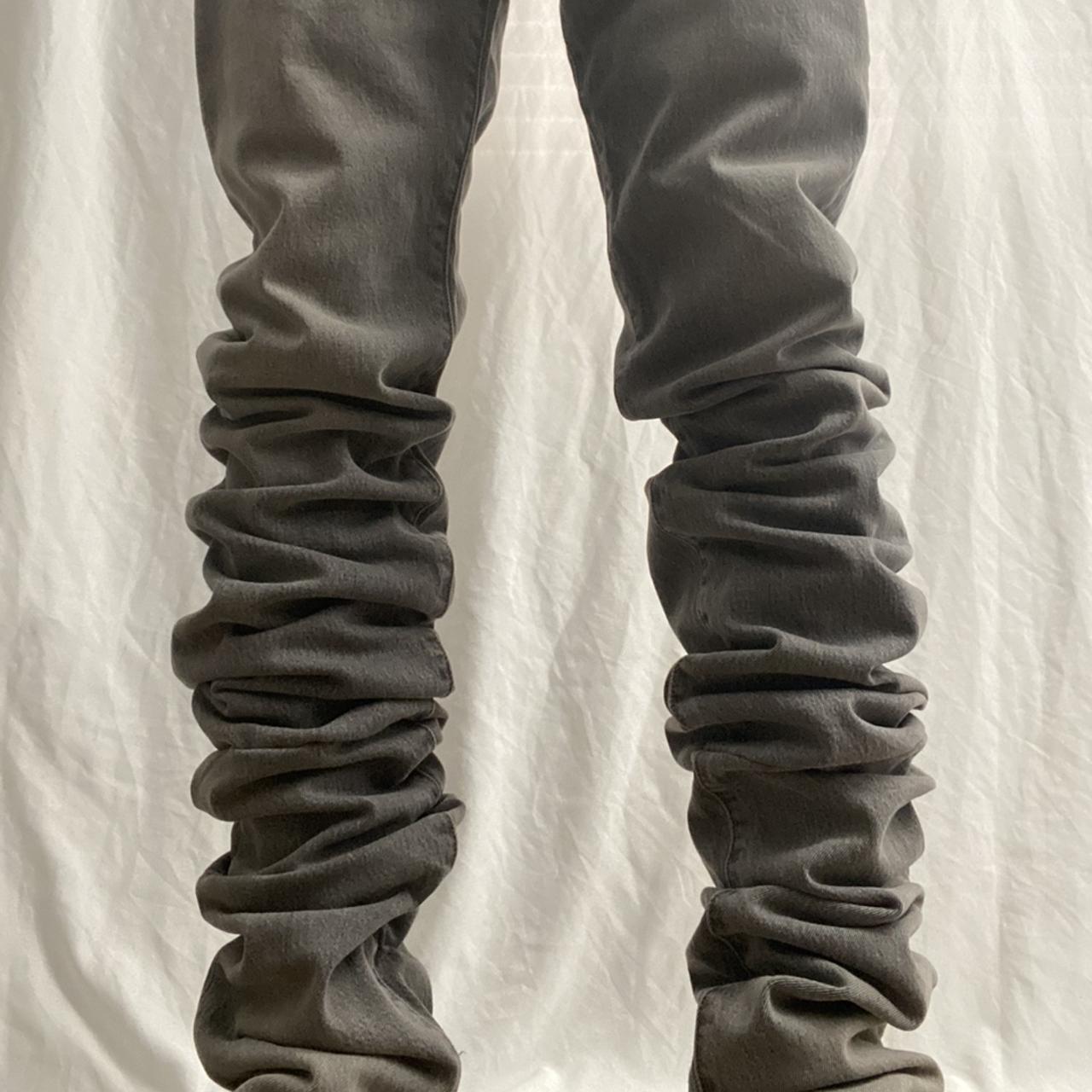 (Custom Jeans) Grey Levi Denim Stacked Pants... - Depop
