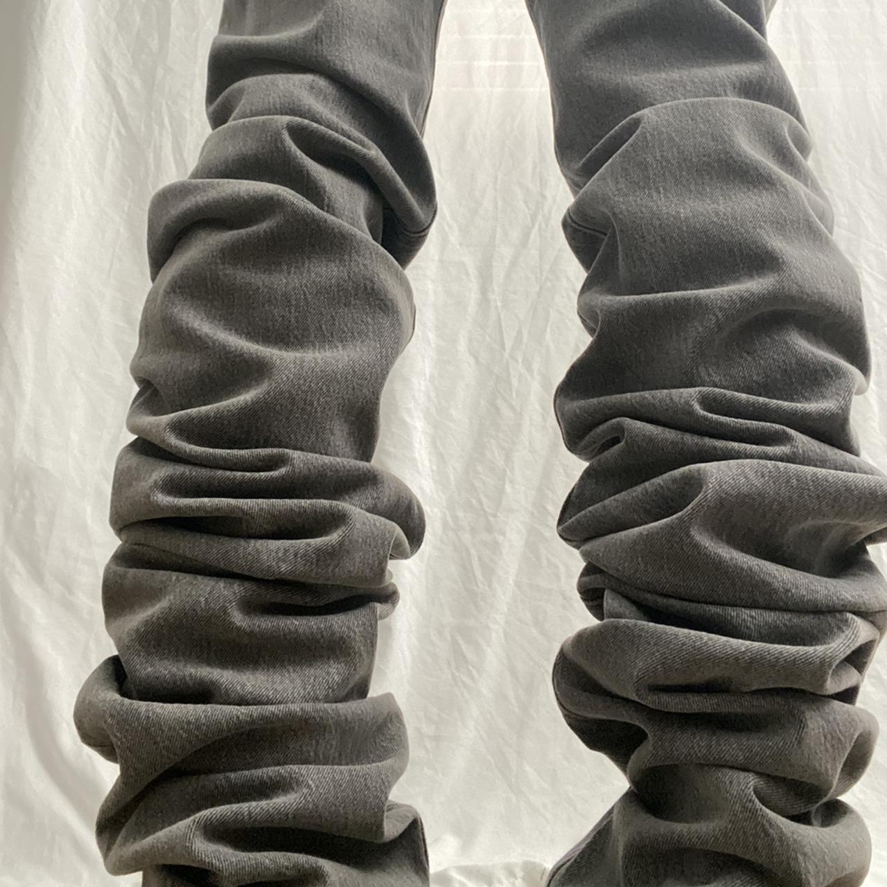 (Custom Jeans) Grey Levi Denim Stacked Pants... - Depop