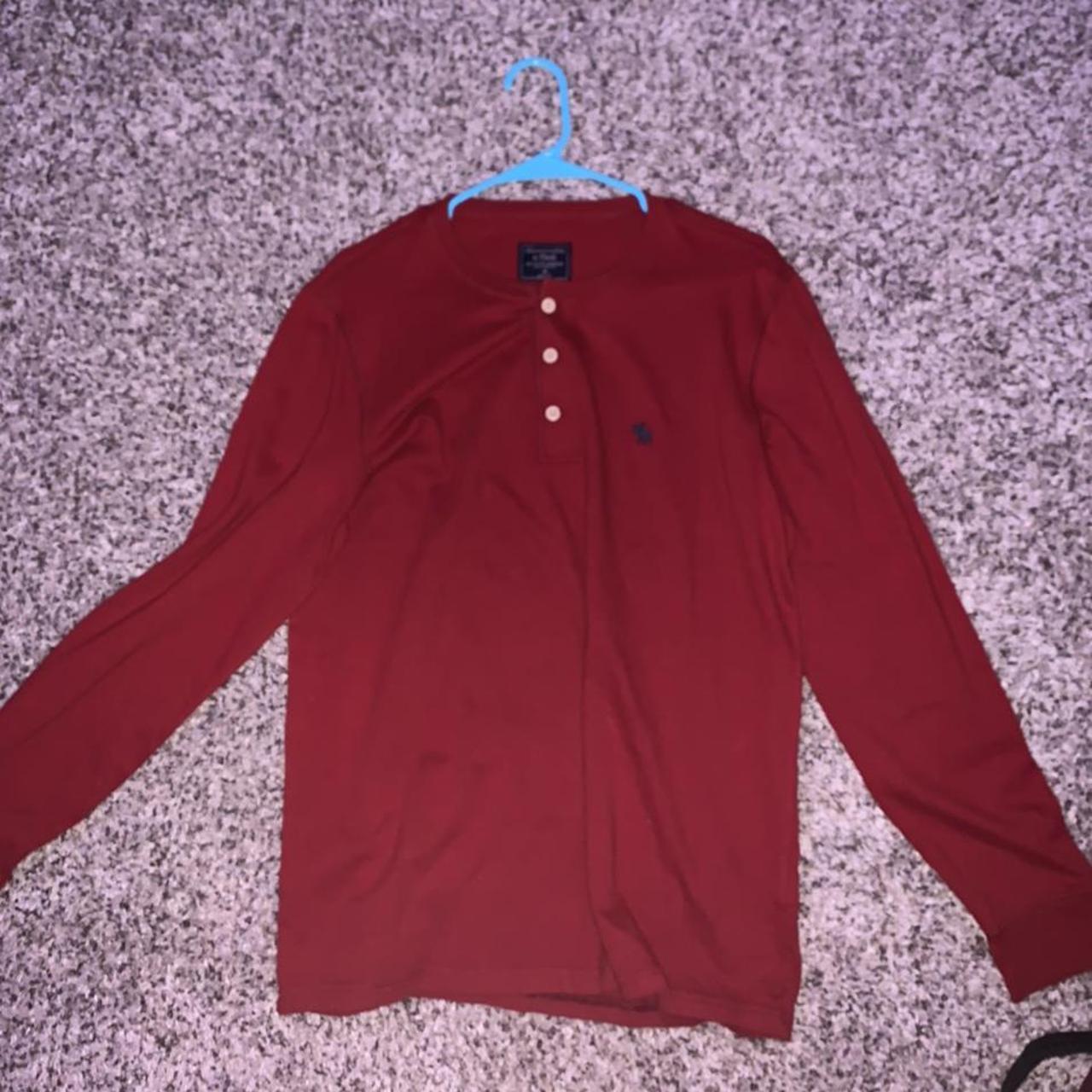 Red Abercrombie & Fitch long sleeve shirt Men’s... - Depop