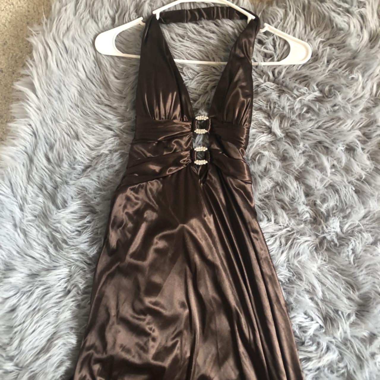 Y2K prom dress • early 2000s brown prom dress •... - Depop