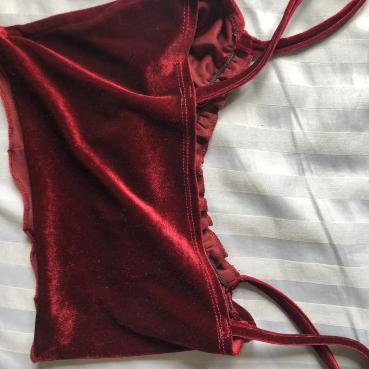 Womens Red And Burgundy Crop Top Depop