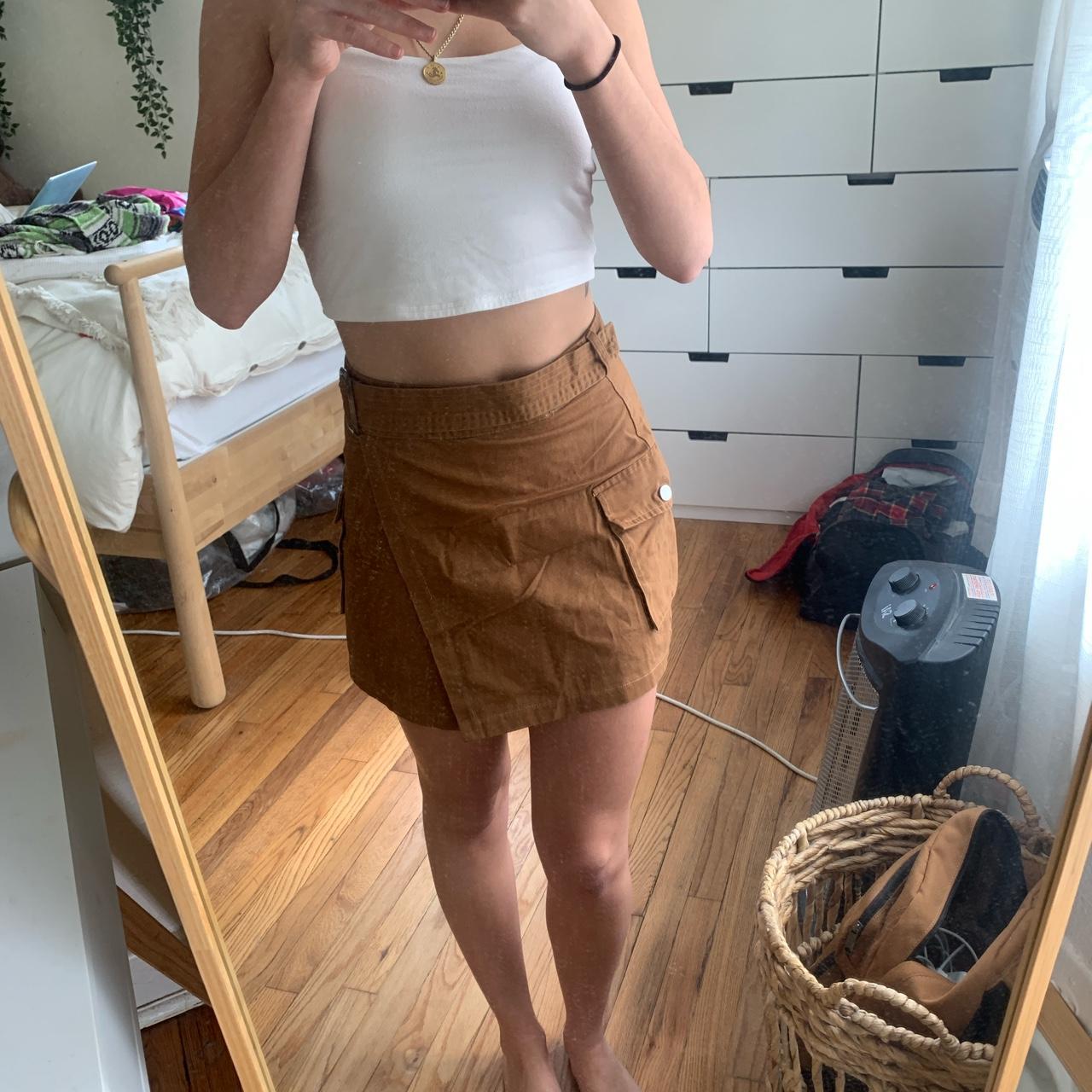 Brown Mini Skirt With Cargo Pockets On The Depop