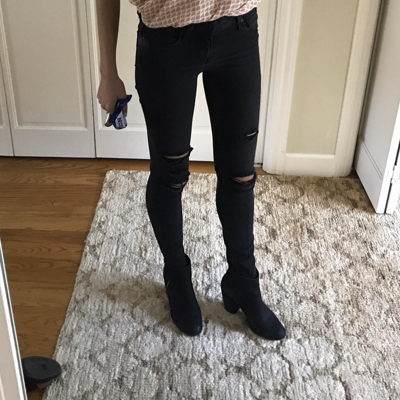 Paige verdugo ankle ripped jeans in dark gray. Size... - Depop