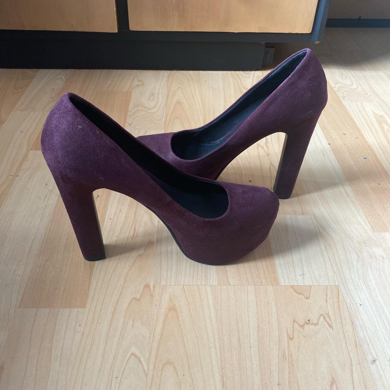 Plum platform suede shoes. Hidden platform style... - Depop