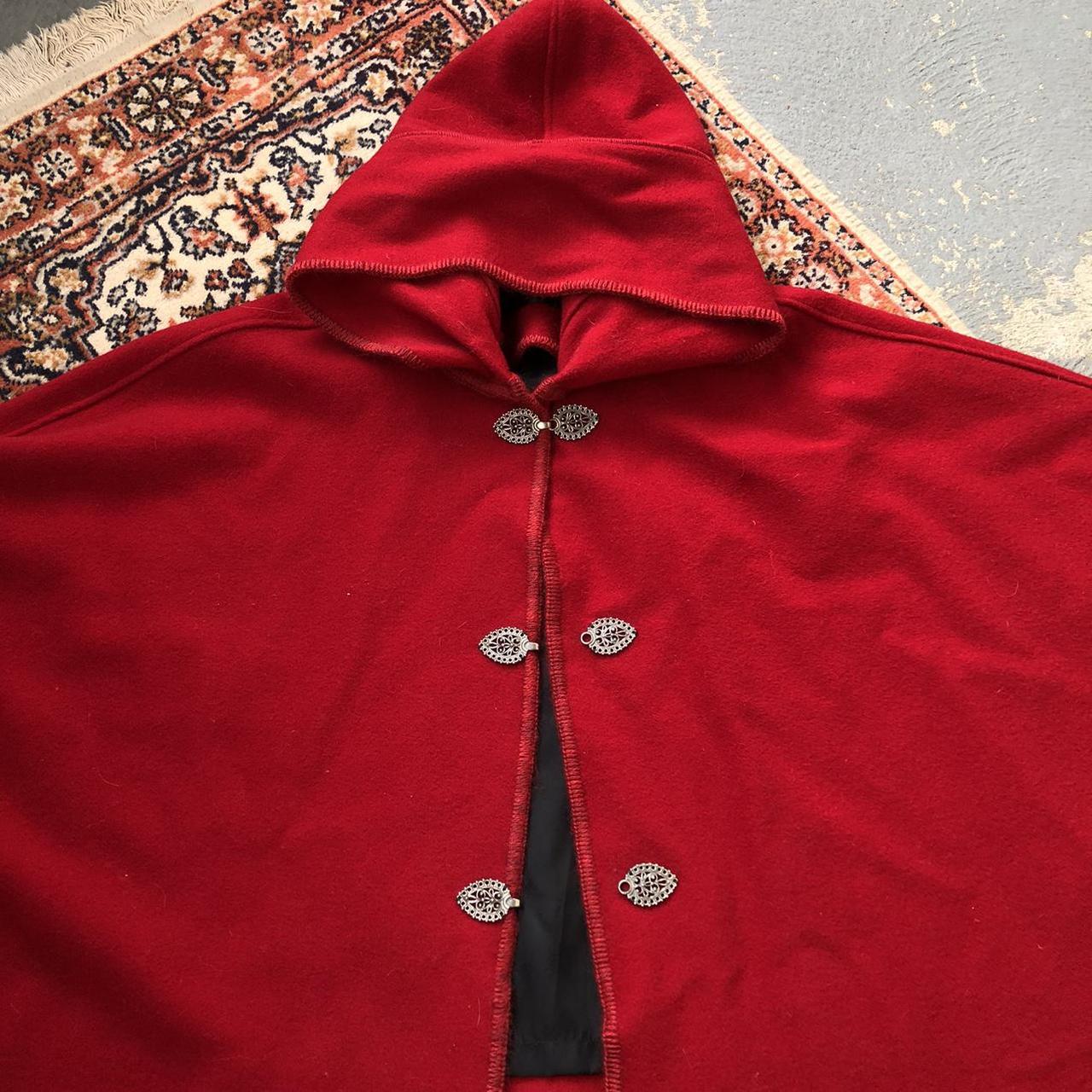 SEE VIDEO FOR TRY ON! Vintage red wool cape with... - Depop