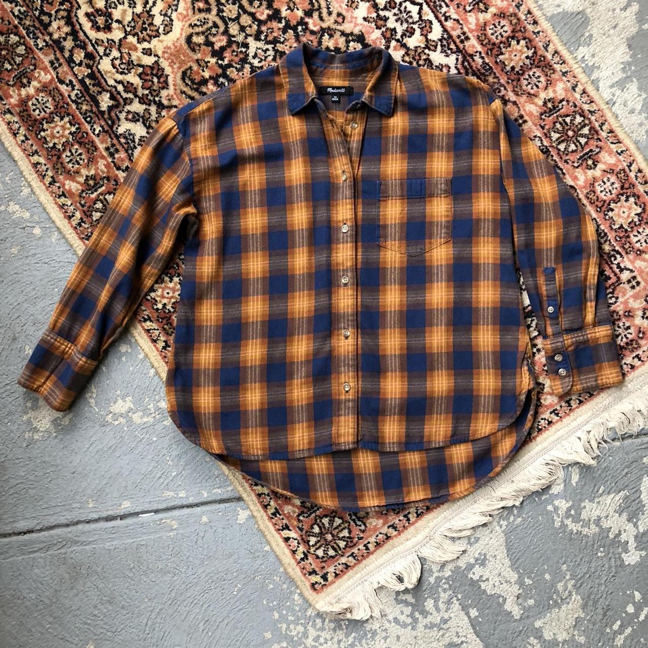 Super cool boxy Madewell flannel with mustard and... - Depop