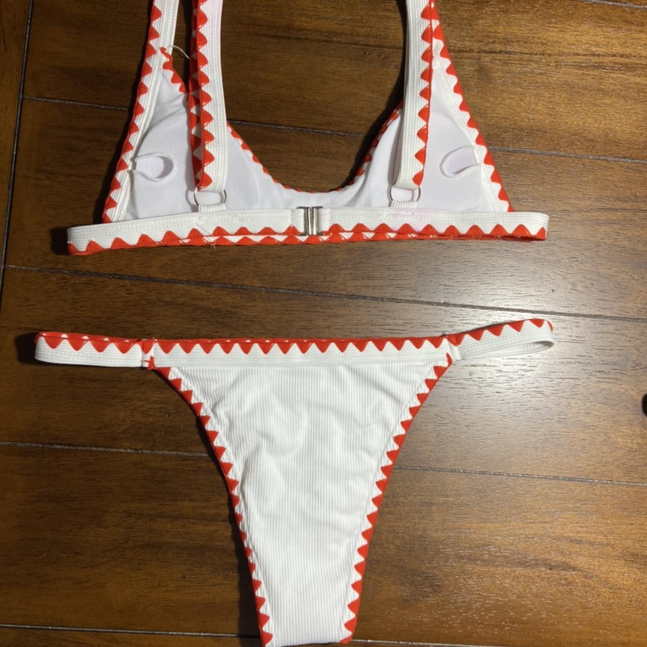 cute white and red shein bikini set -some pink spots... - Depop