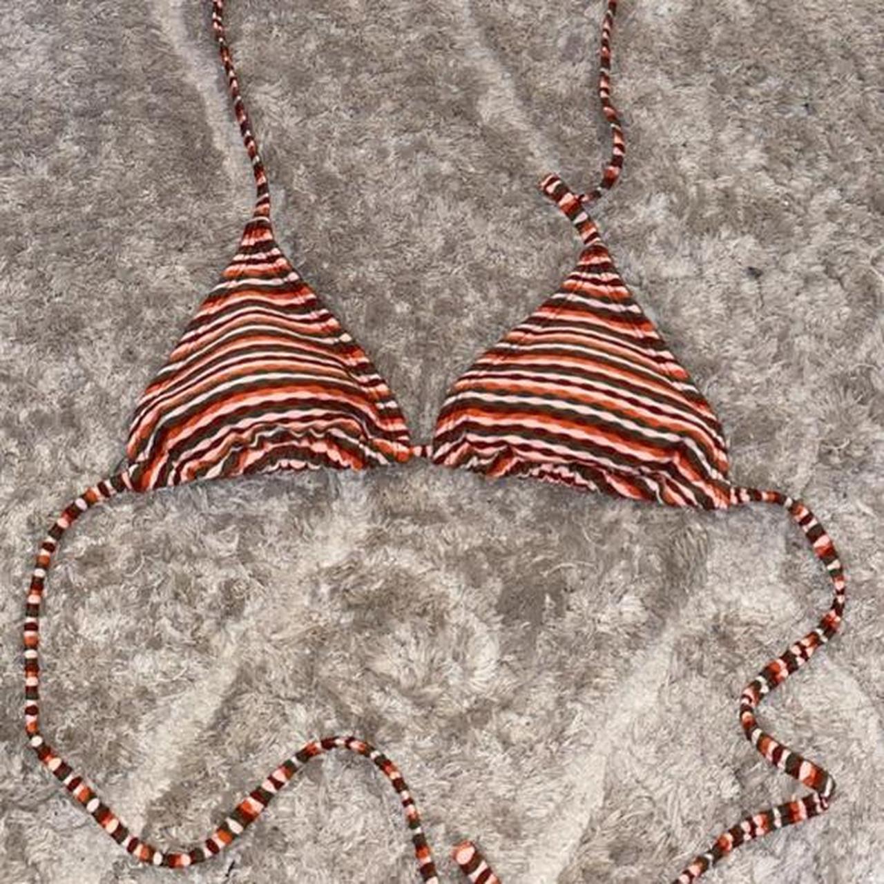 striped size small/extra small bathing suit top... - Depop
