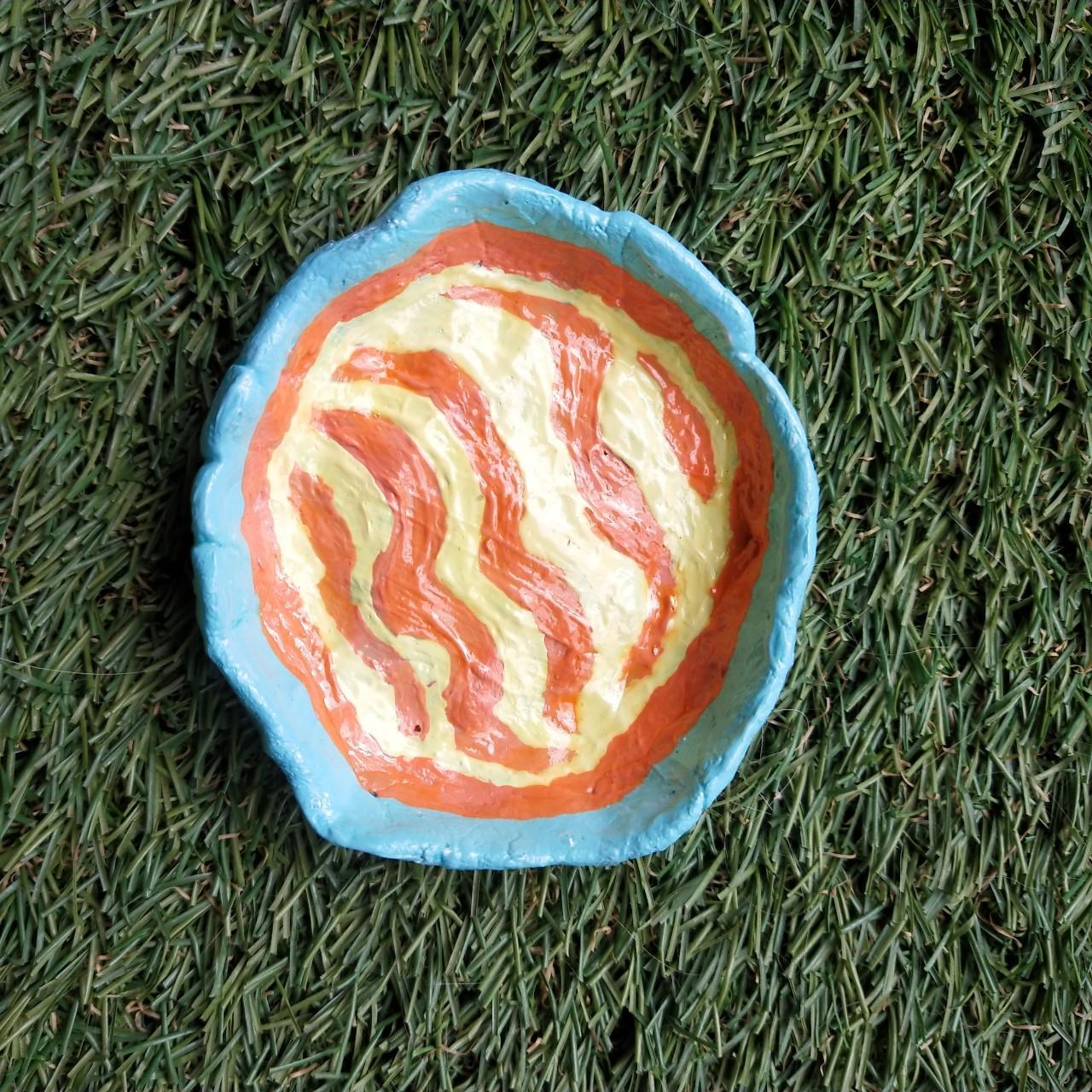 Handmade funky clay trinket tray/coin holder Wavy... - Depop