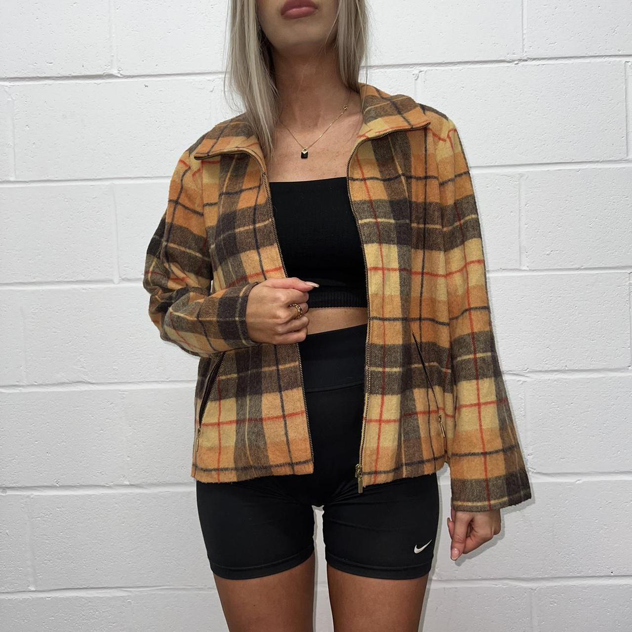 Vintage Checkered Jacket • cool colours • size S/M... - Depop