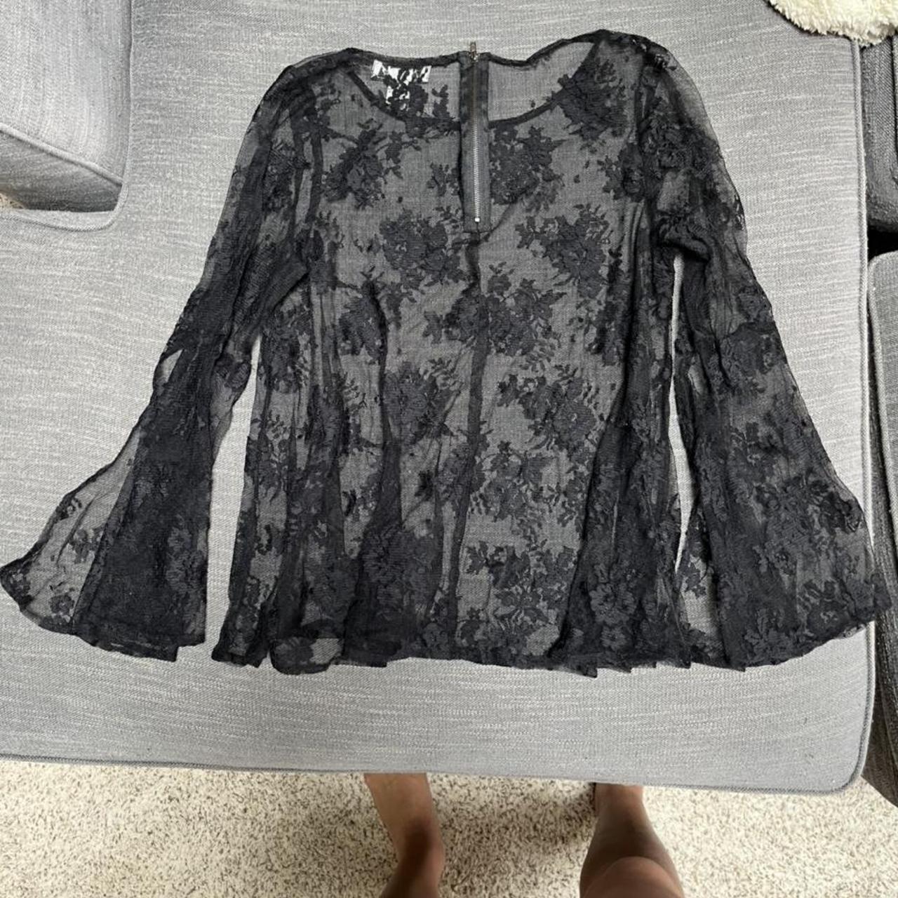 Longsleeve lace mesh type of pullover shirt with... - Depop