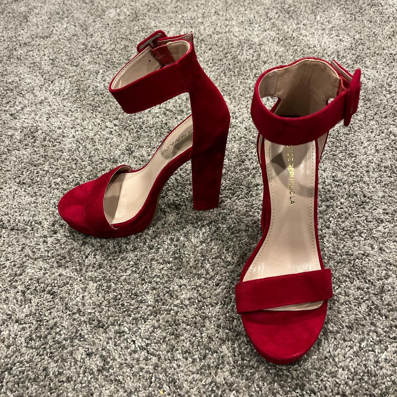 Red velvet shoe republica heels (very high) #heels... - Depop