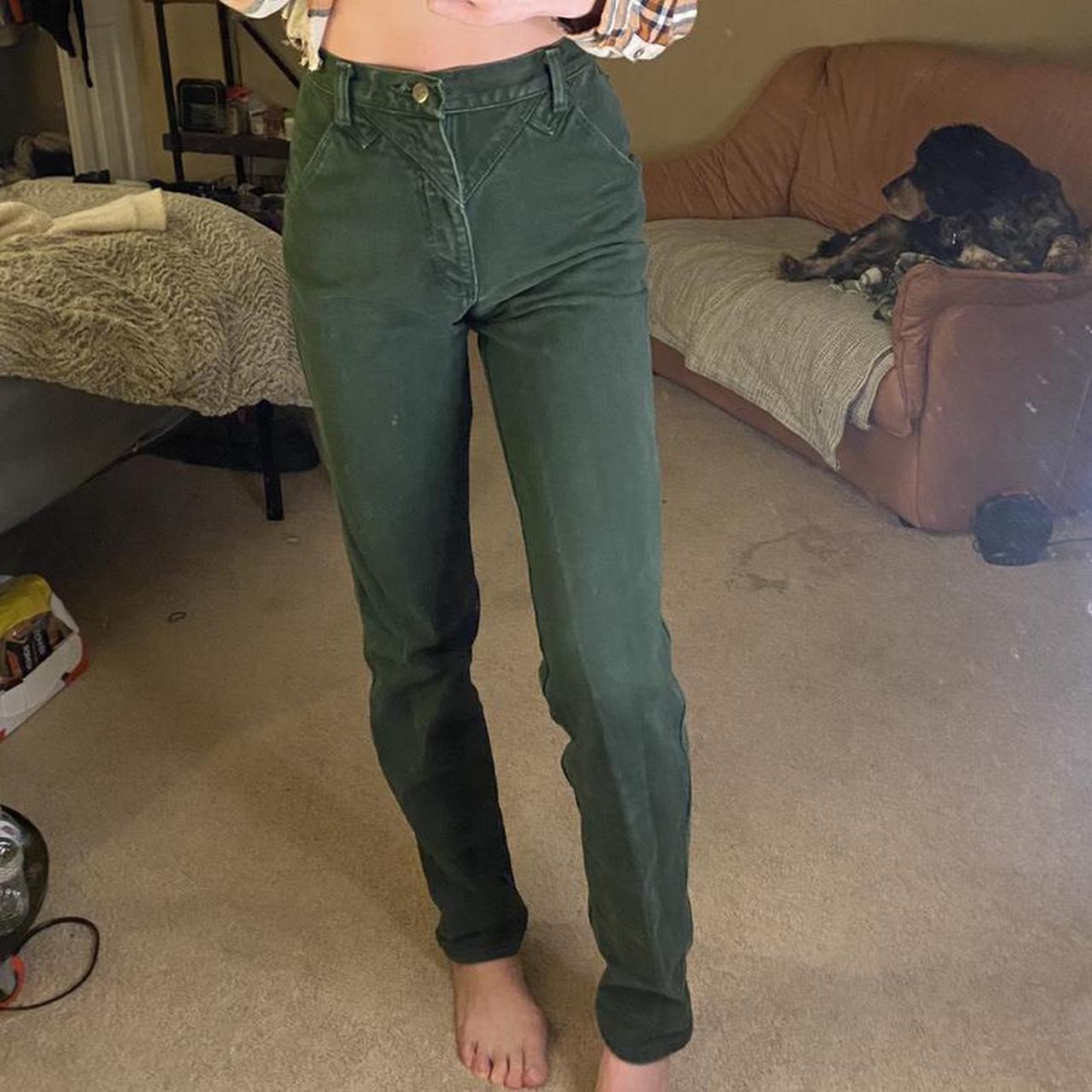 Vintage dark green jeans! Silver lake brand, 24 inch... - Depop