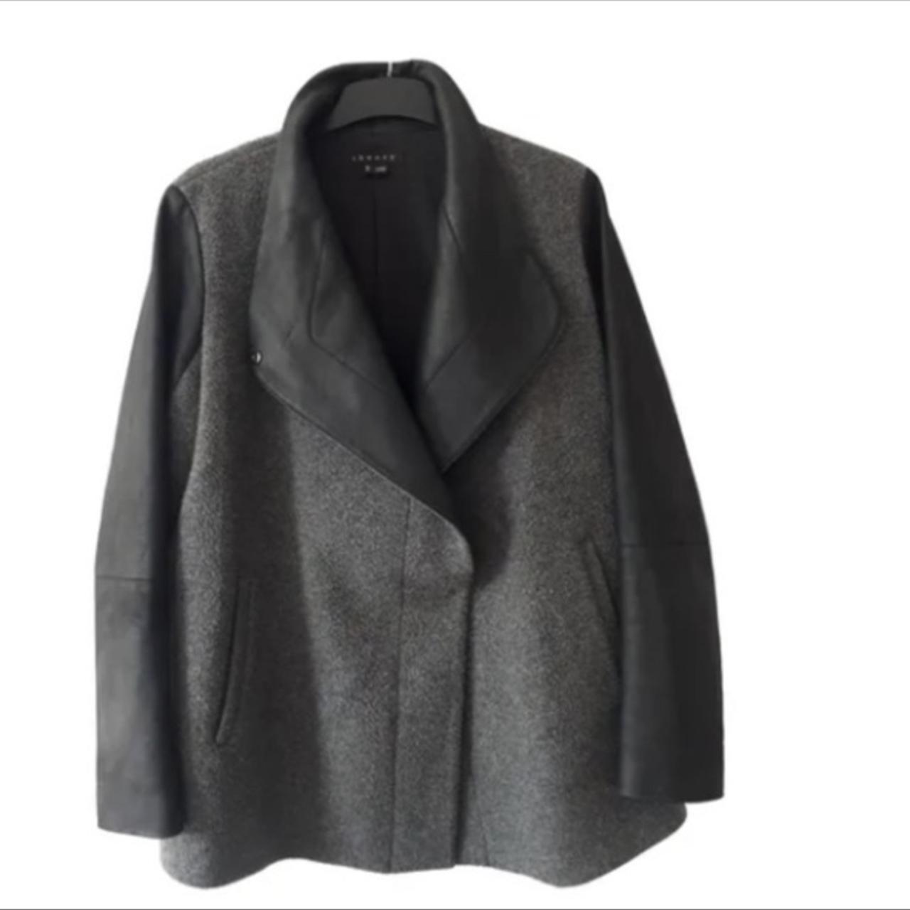 Theory Wool and leather jacket. Worn once in perfect... - Depop