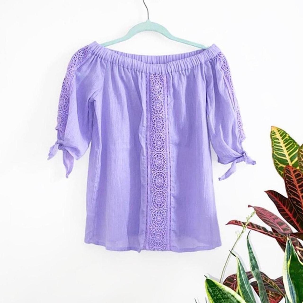 Beautiful lilac purple floaty boho top with mandala... - Depop