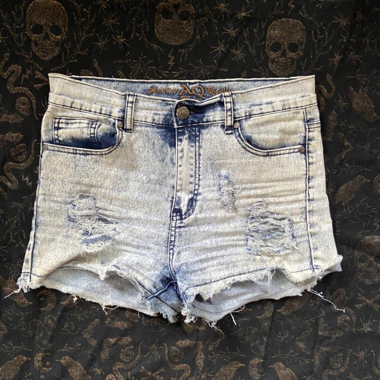 Stonewashed distressed high rise shorts 30”... - Depop