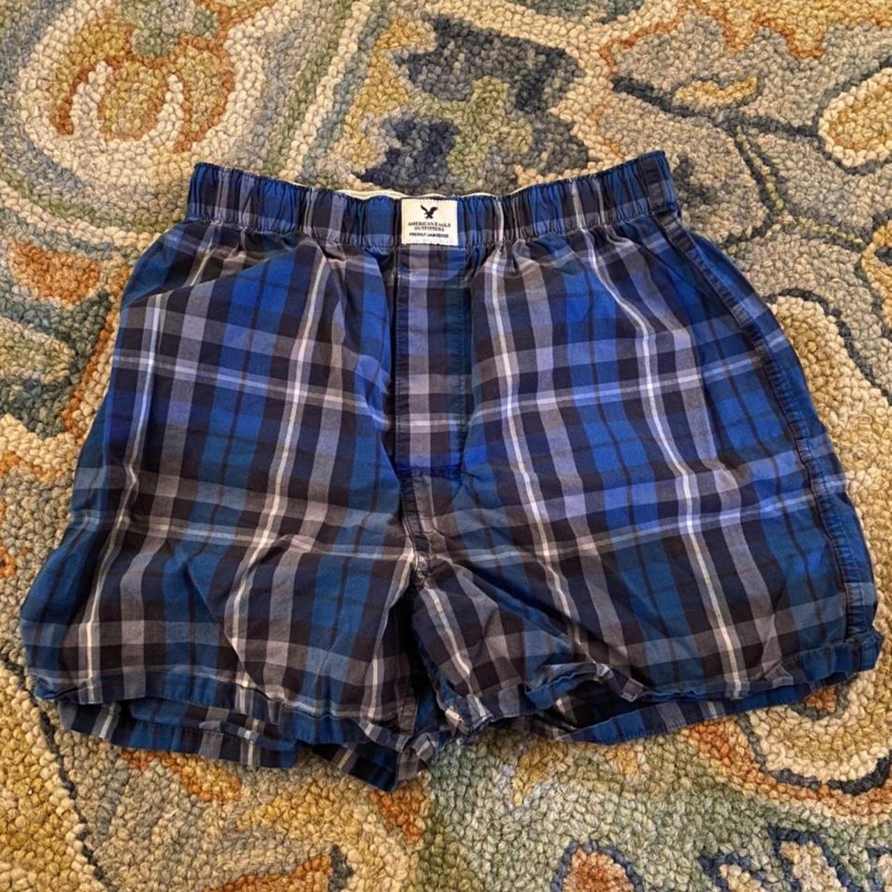 American eagle blue plaid boxers... - Depop