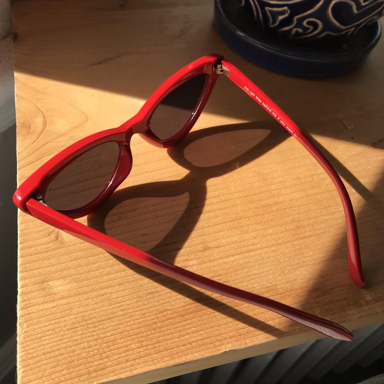 90s red cat eye sunglasses shiny, black frames.... - Depop