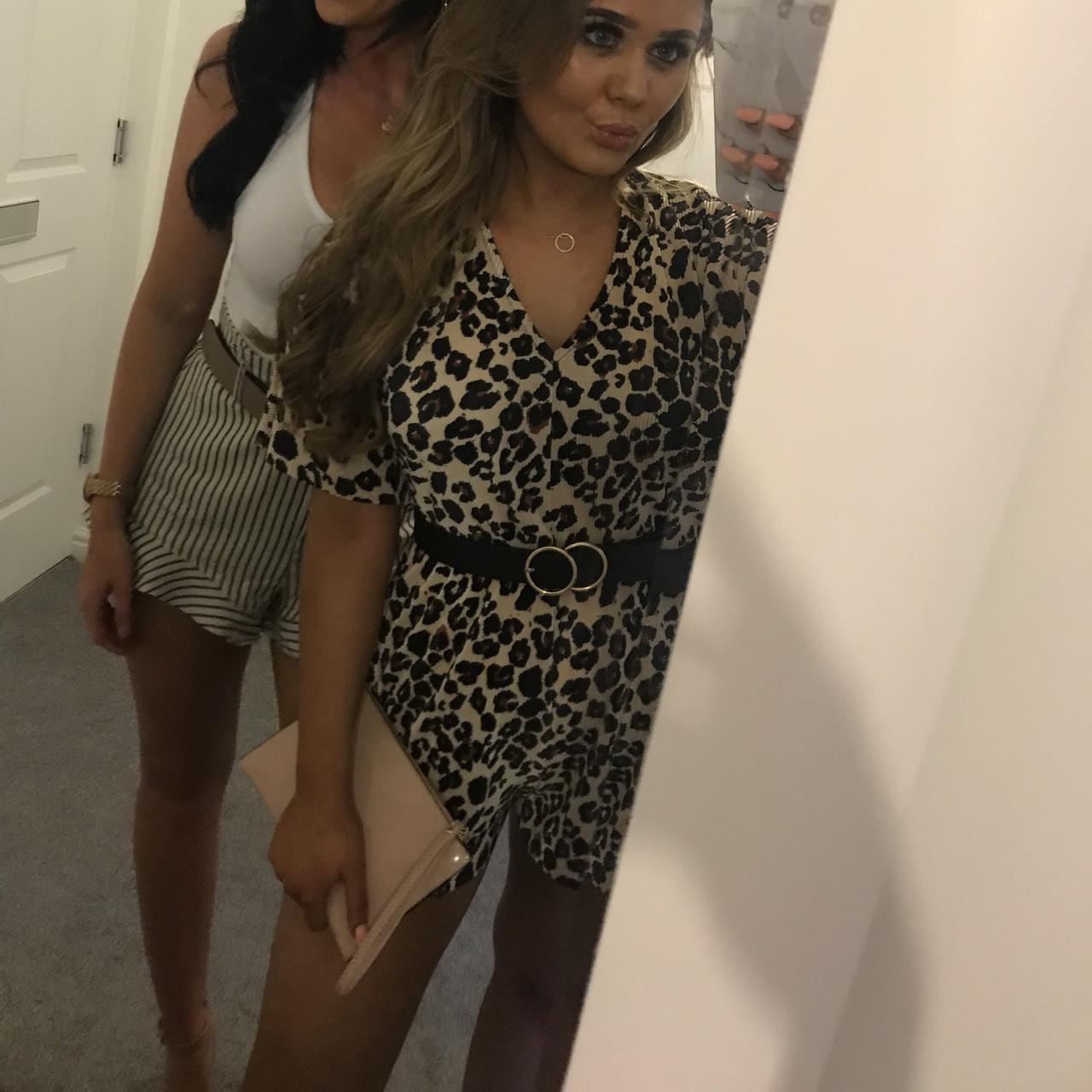 Size 6 river island leopard print play suit would... - Depop