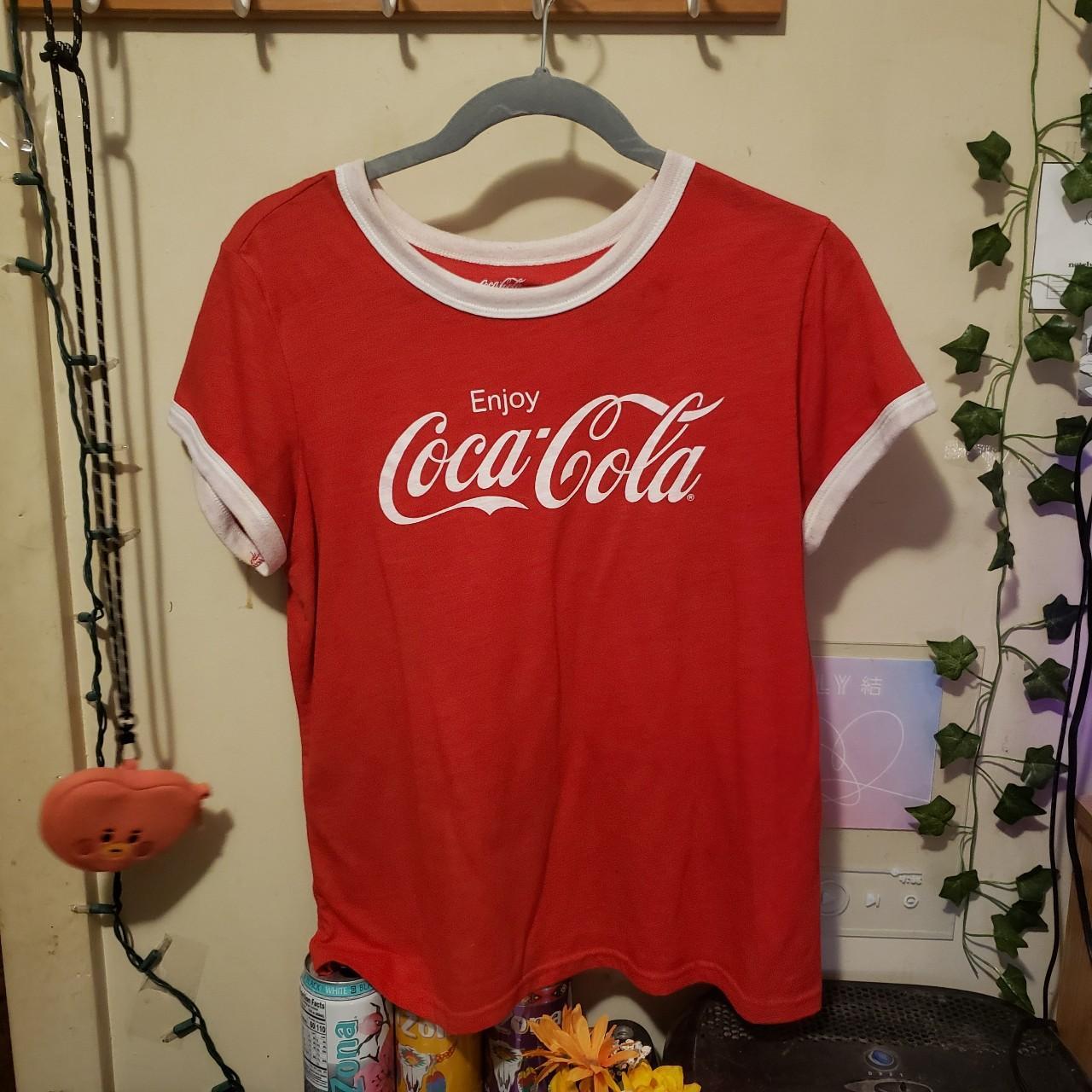 Coca-Cola Women's Red and White T-shirt | Depop