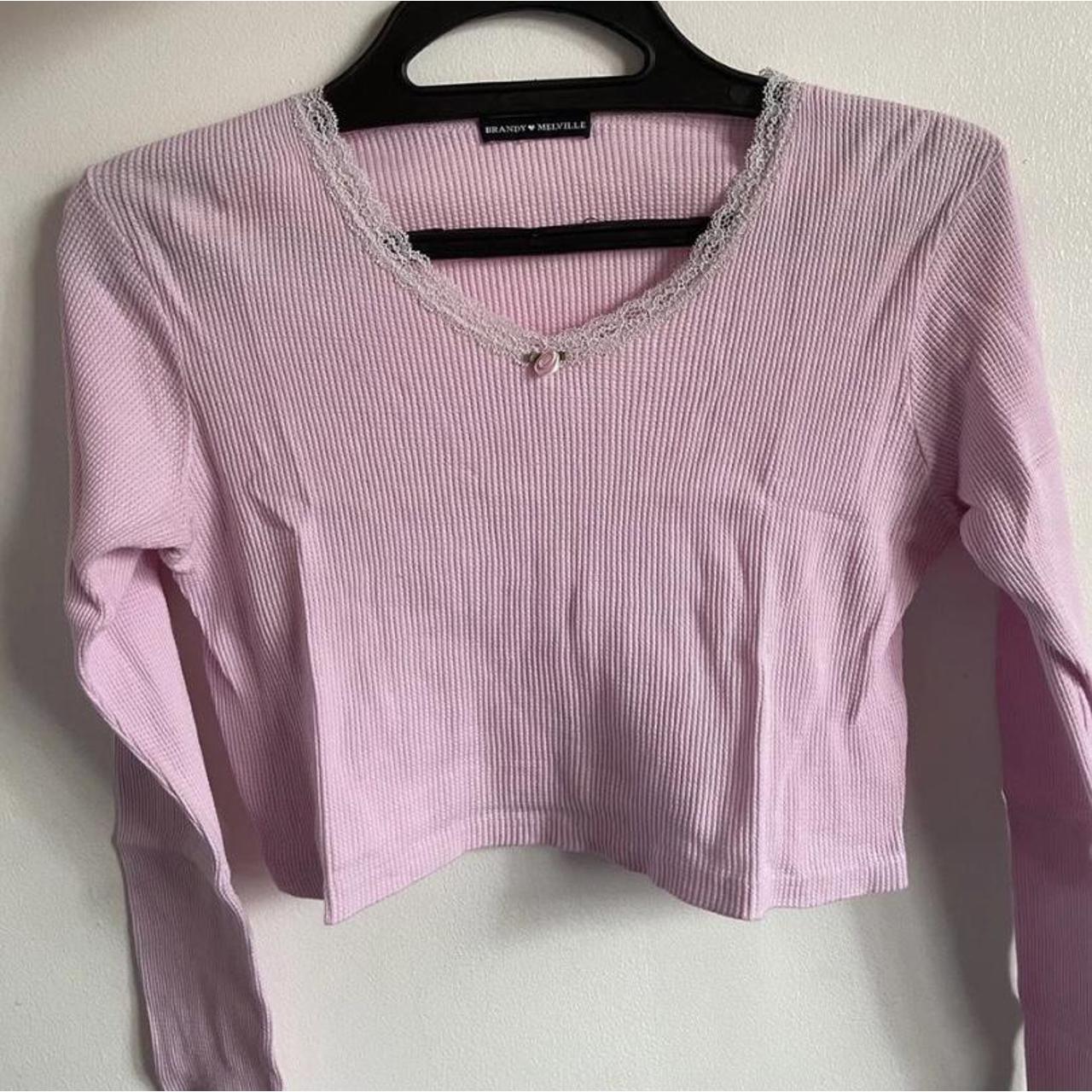 Brandy Melville Women's Pink Crop-top | Depop