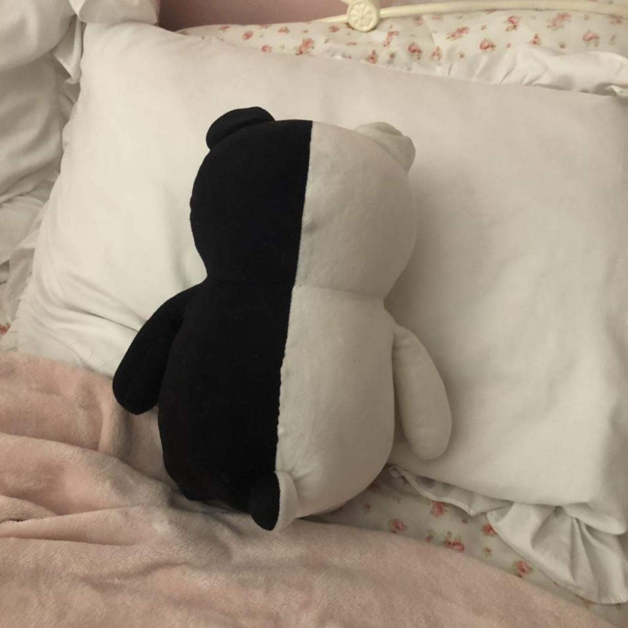 danganronpa monokuma plush! his belly button is sewn... - Depop