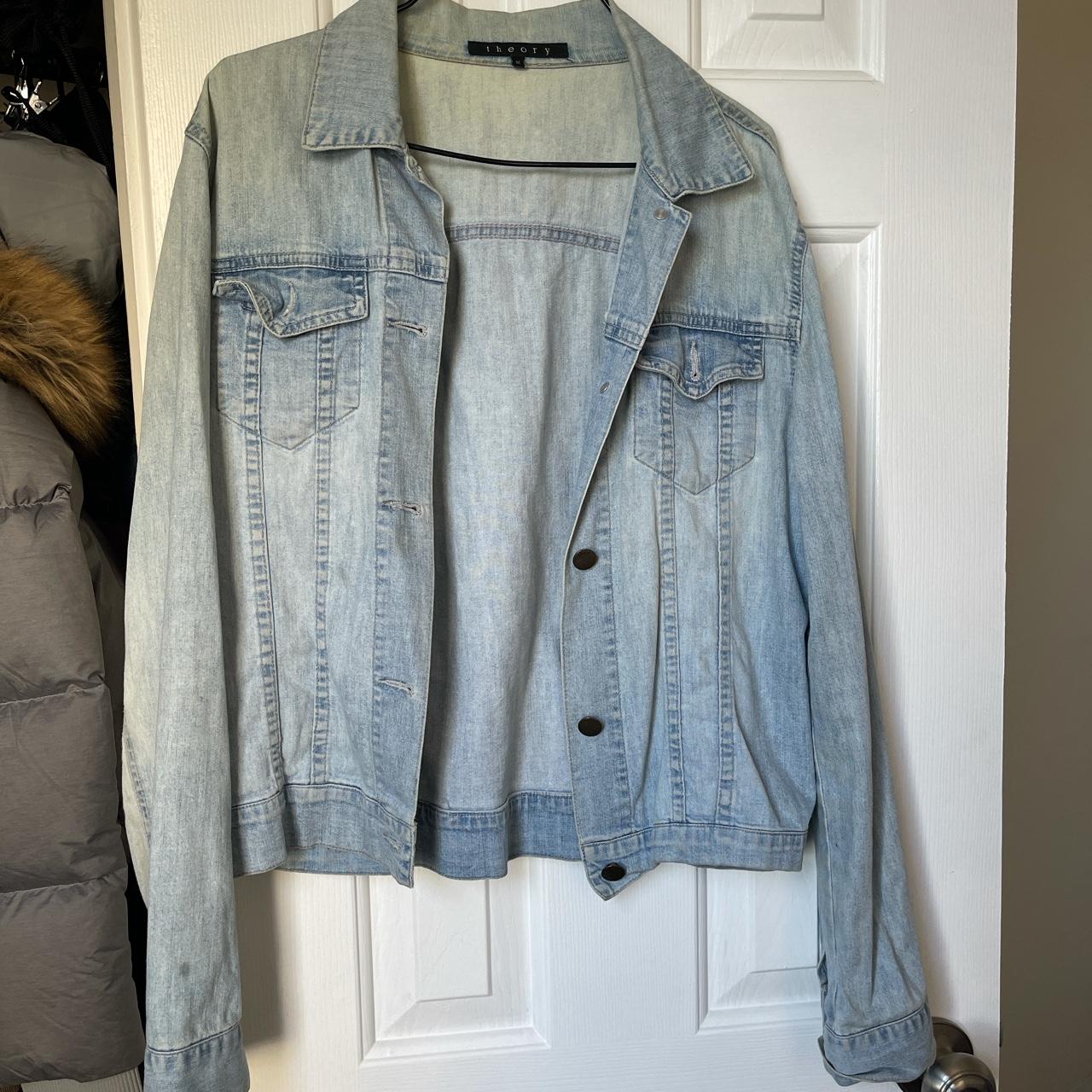 Theory Jean jacket perfect for spring and is light... - Depop