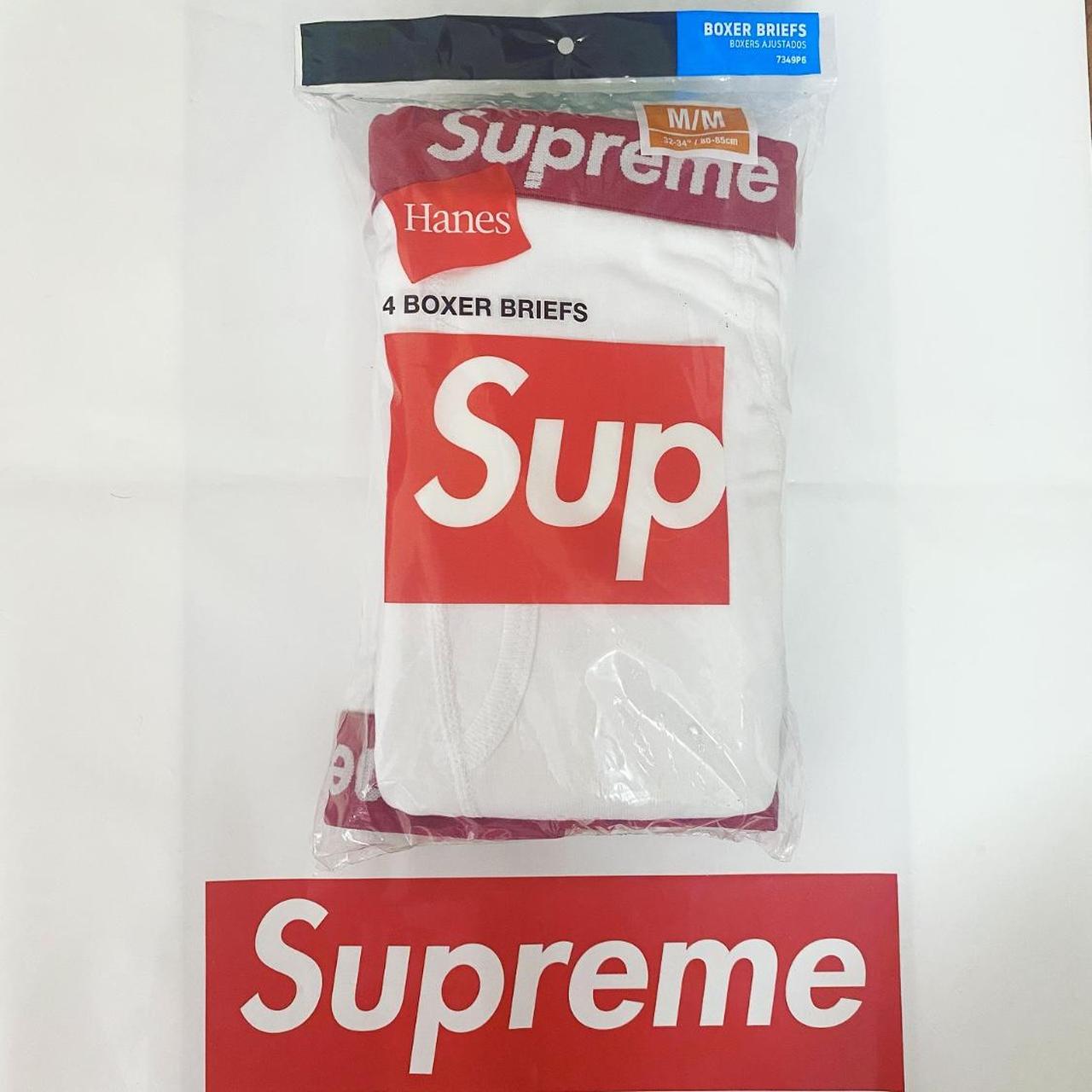 Supreme x Hanes White Boxer Brief 100% Authentic 4... - Depop