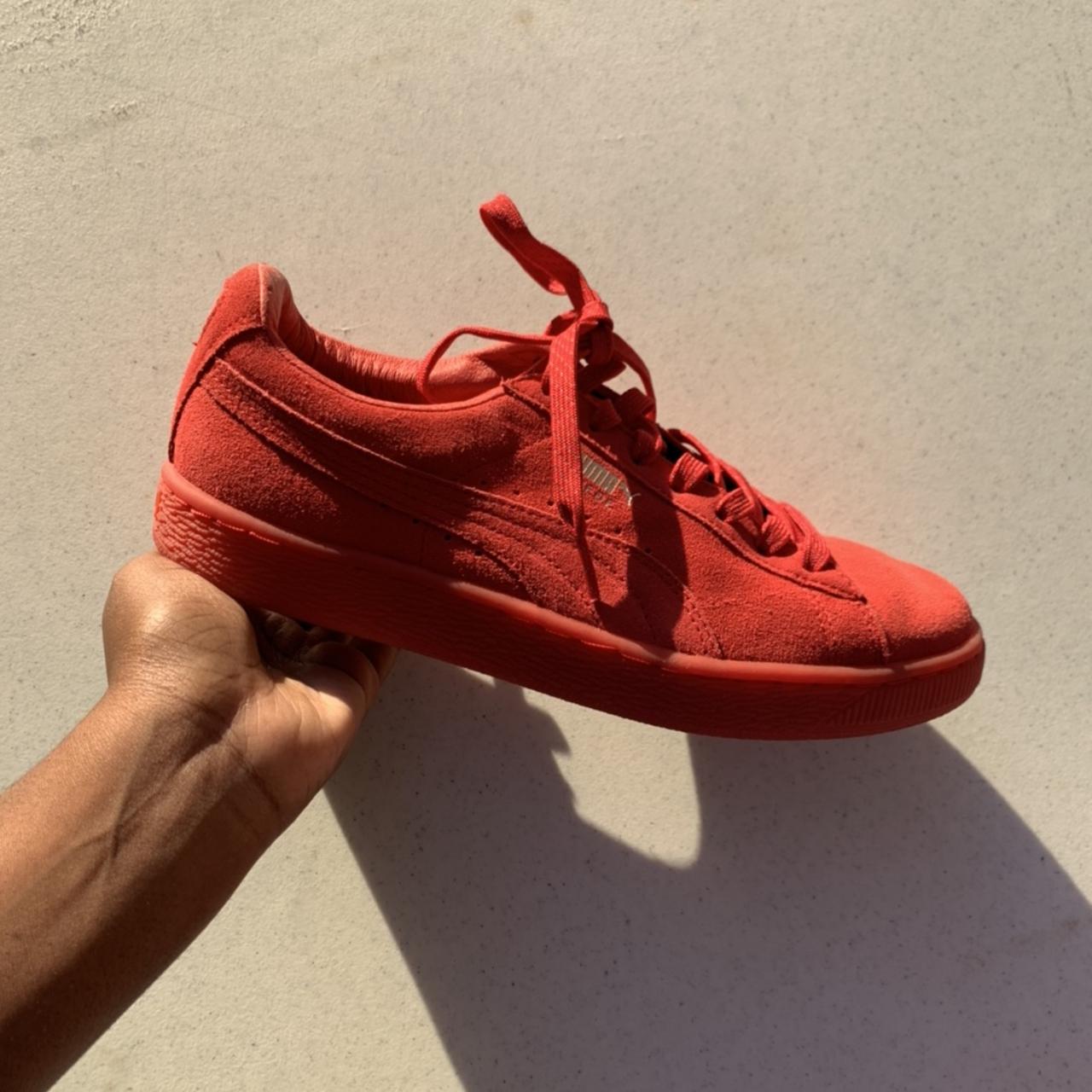 Bright red puma shoes!! 🍓 These shoes have a suede... - Depop