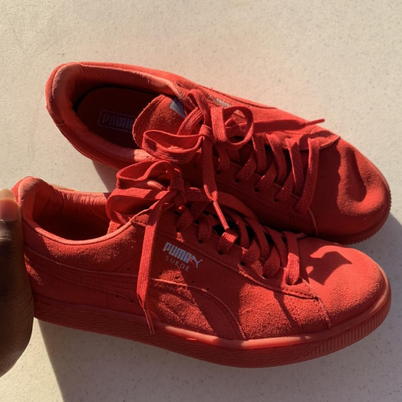 Bright red puma shoes!! 🍓 These shoes have a suede... - Depop