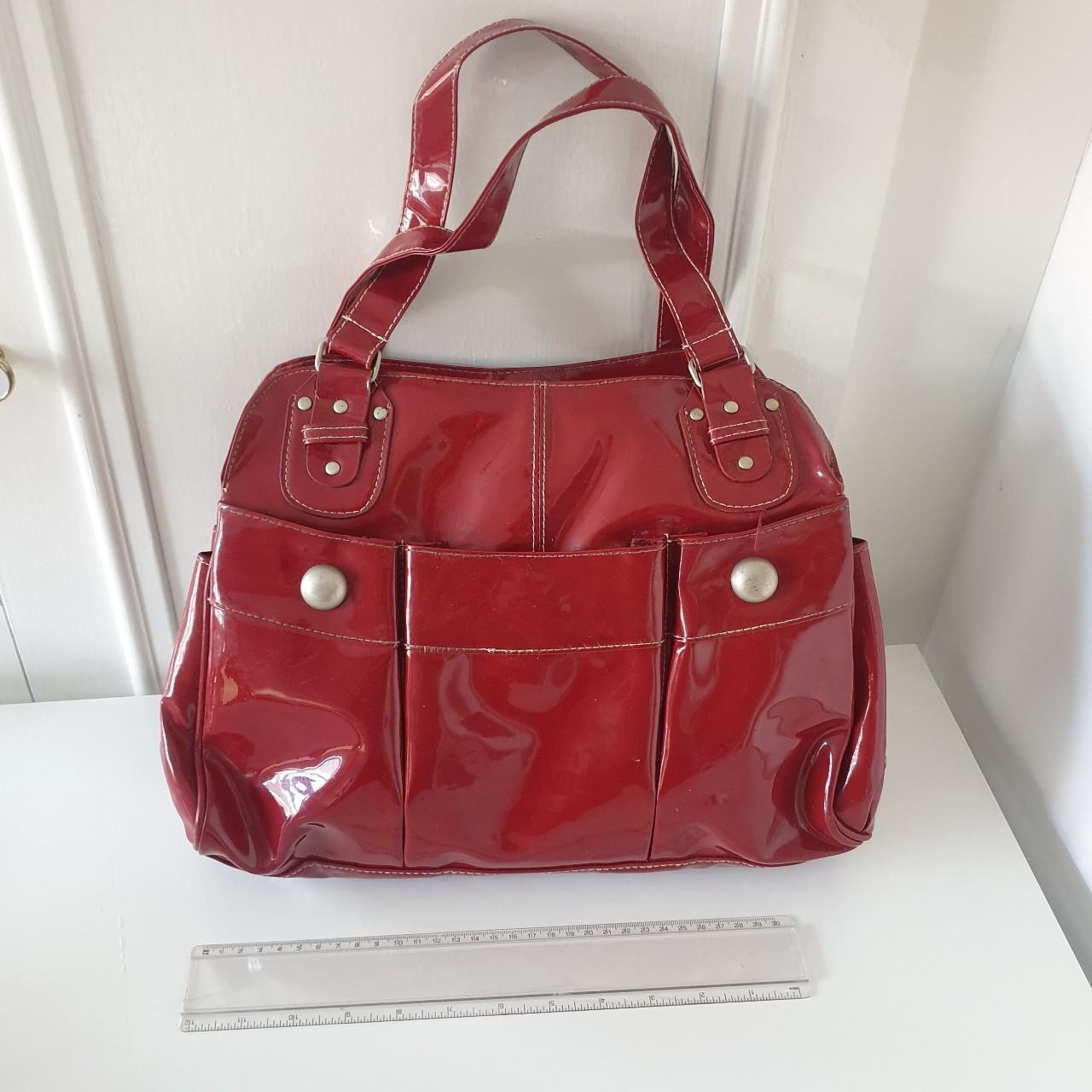 Y2k red patent handbag with short handles. Medium... | Depop