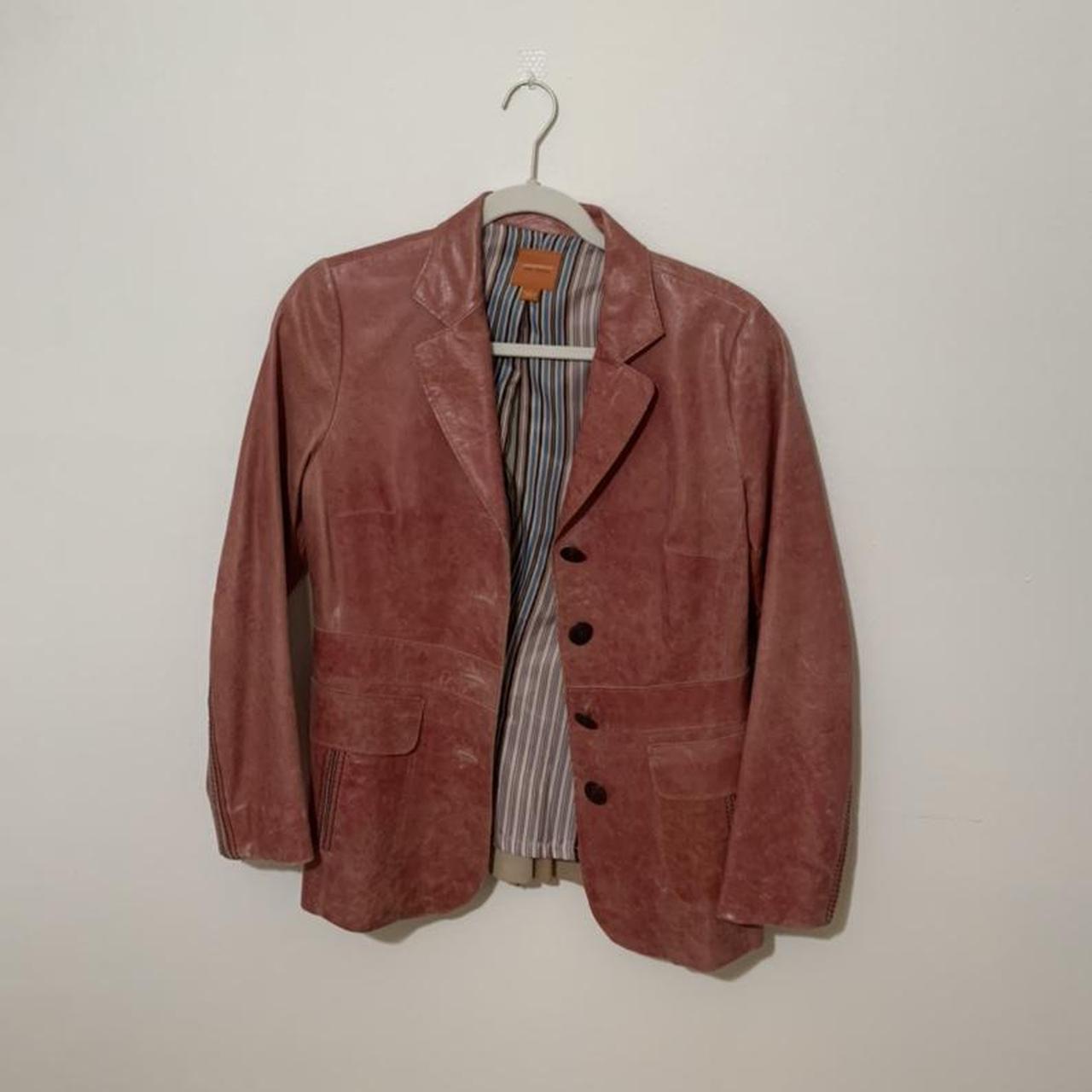 Beautiful rose colored leather blazer jacket!!... - Depop