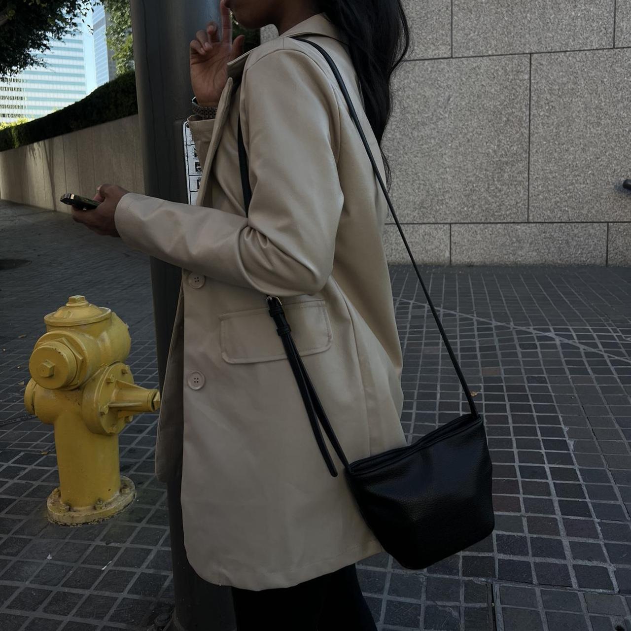 PLEATHER BEIGE LONG BLAZER - Depop