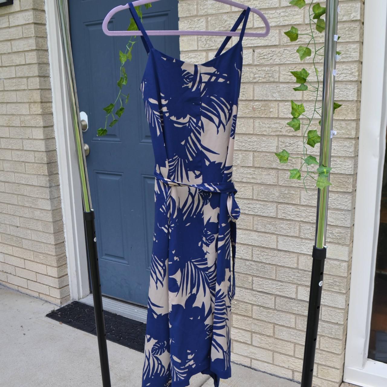 Blue pattern dress from sociology size medium. flowy... - Depop